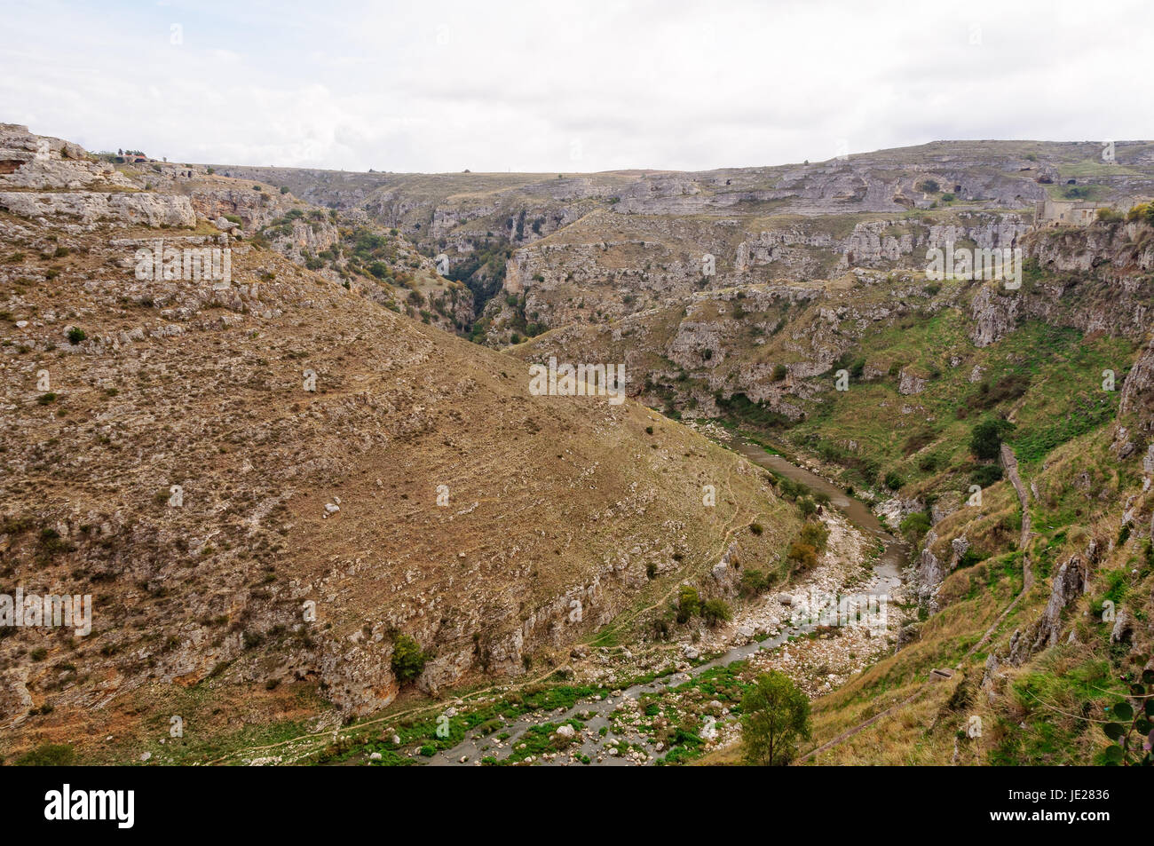The deep curving gorge of the Gravina di Matera river - Matera ...