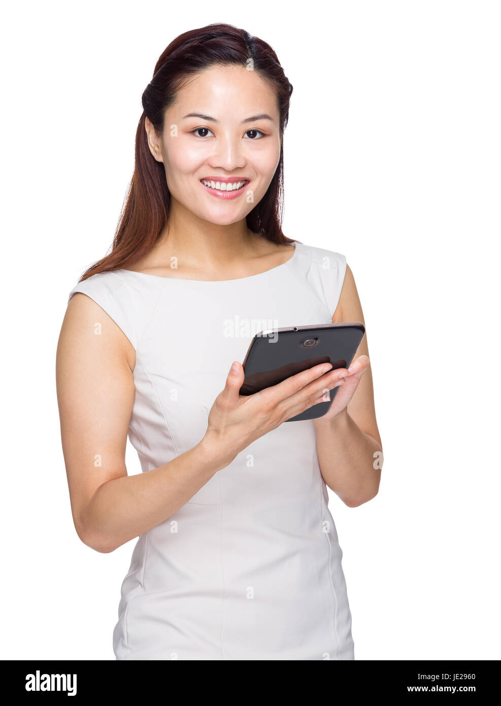 Asian female with tablet Stock Photo - Alamy