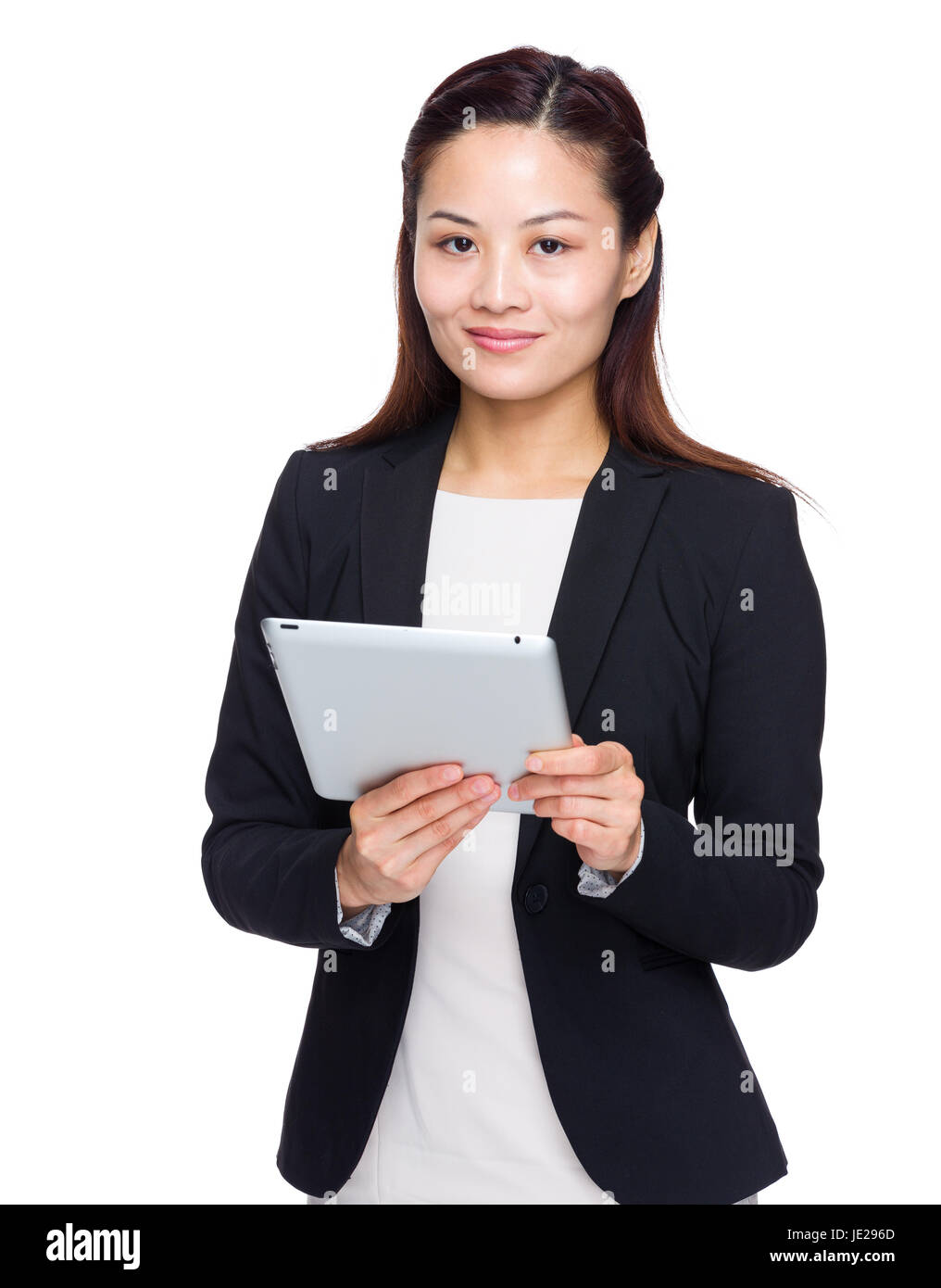 Asian businesswoman use of tablet Stock Photo - Alamy