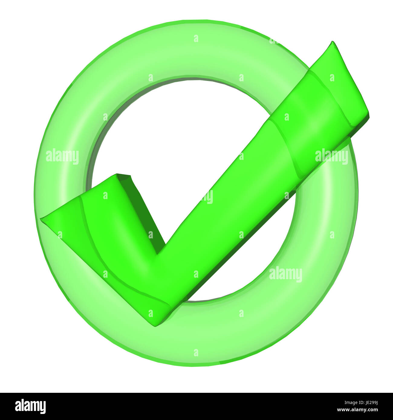 Glossy green Check mark on white background Stock Photo - Alamy