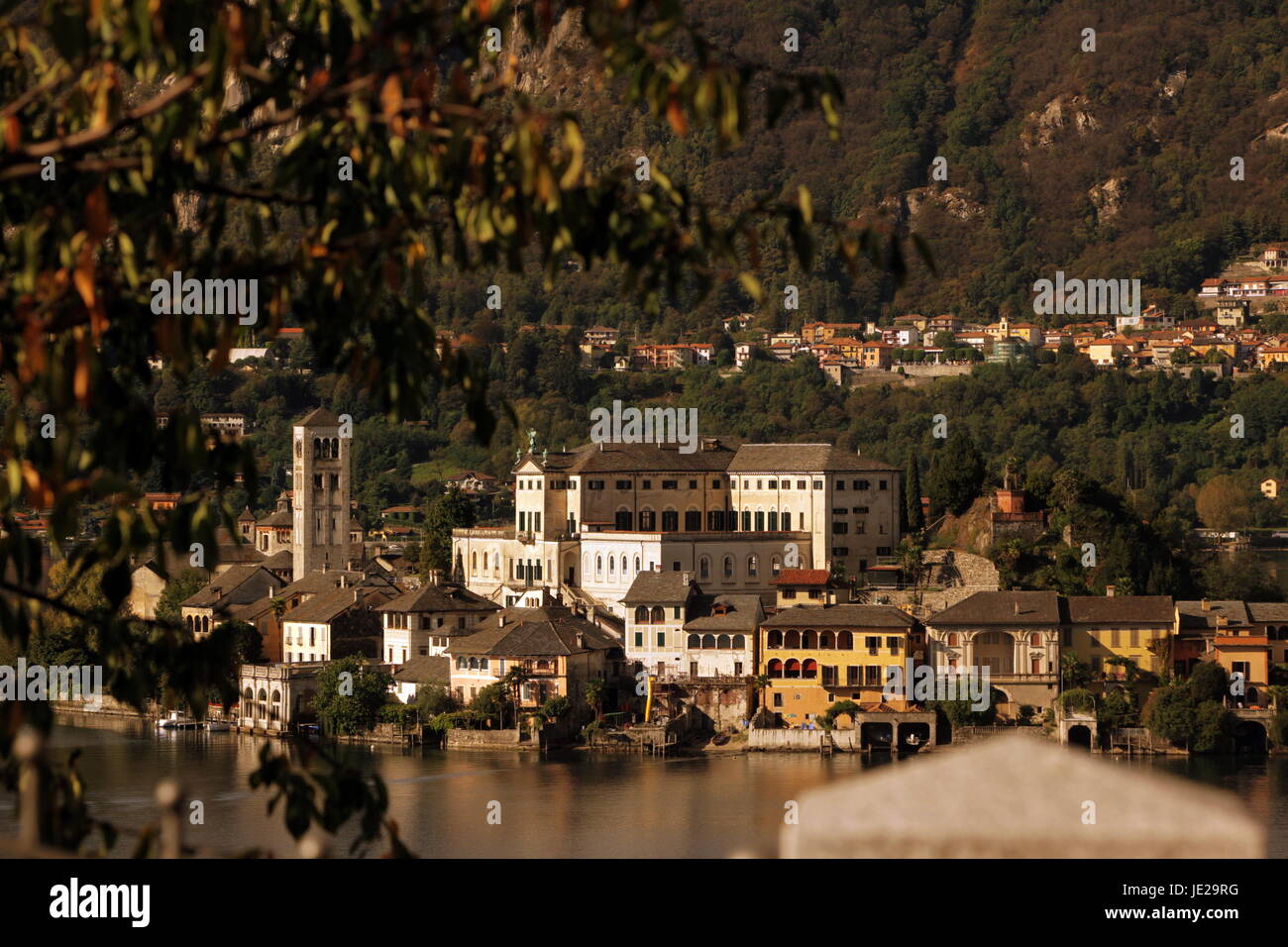 The Isla San Giulio in the Ortasee outside of the Fishingvillage of ...