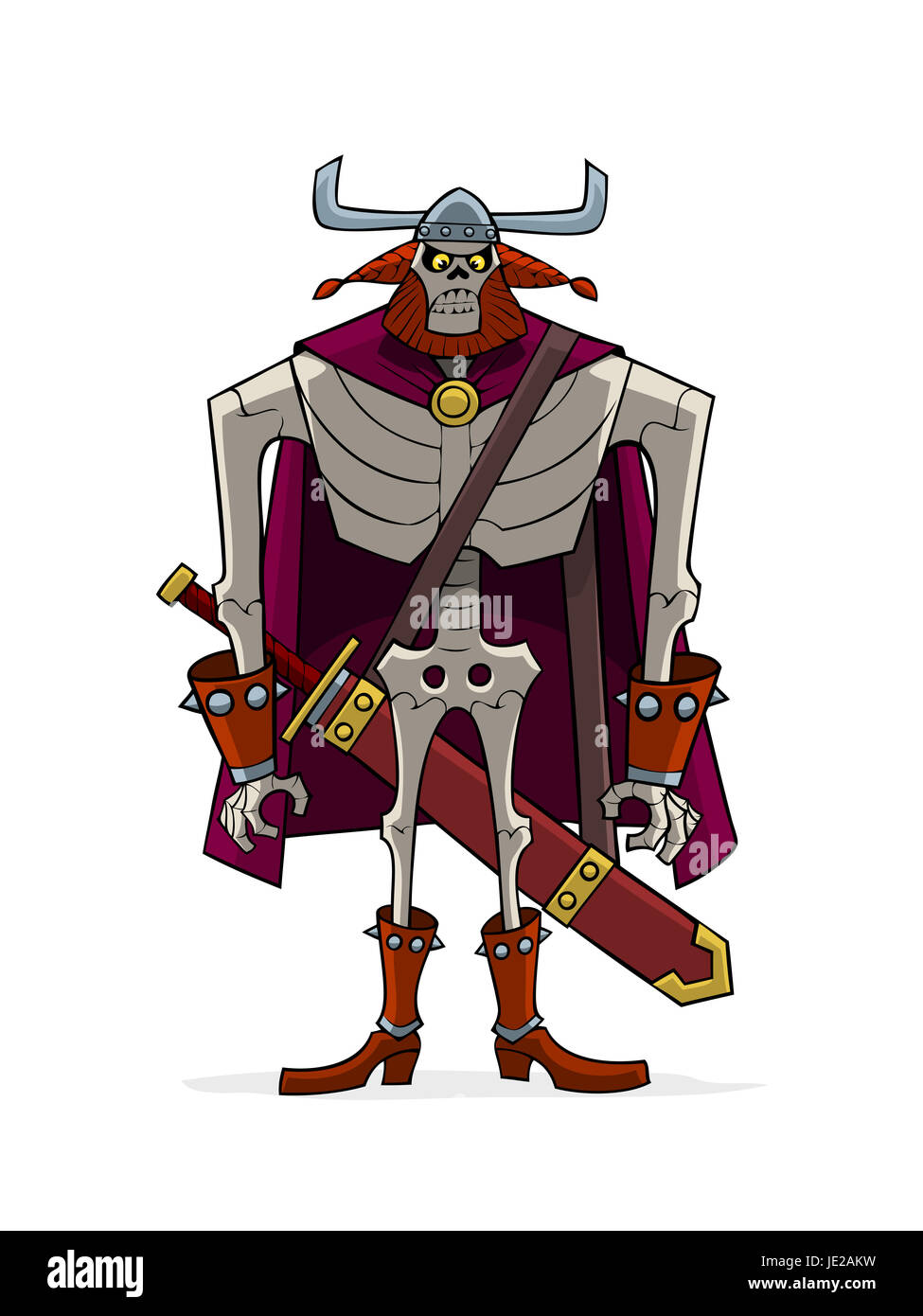 Danse Macabre. Viking skeleton in helm with horn Stock Photo - Alamy