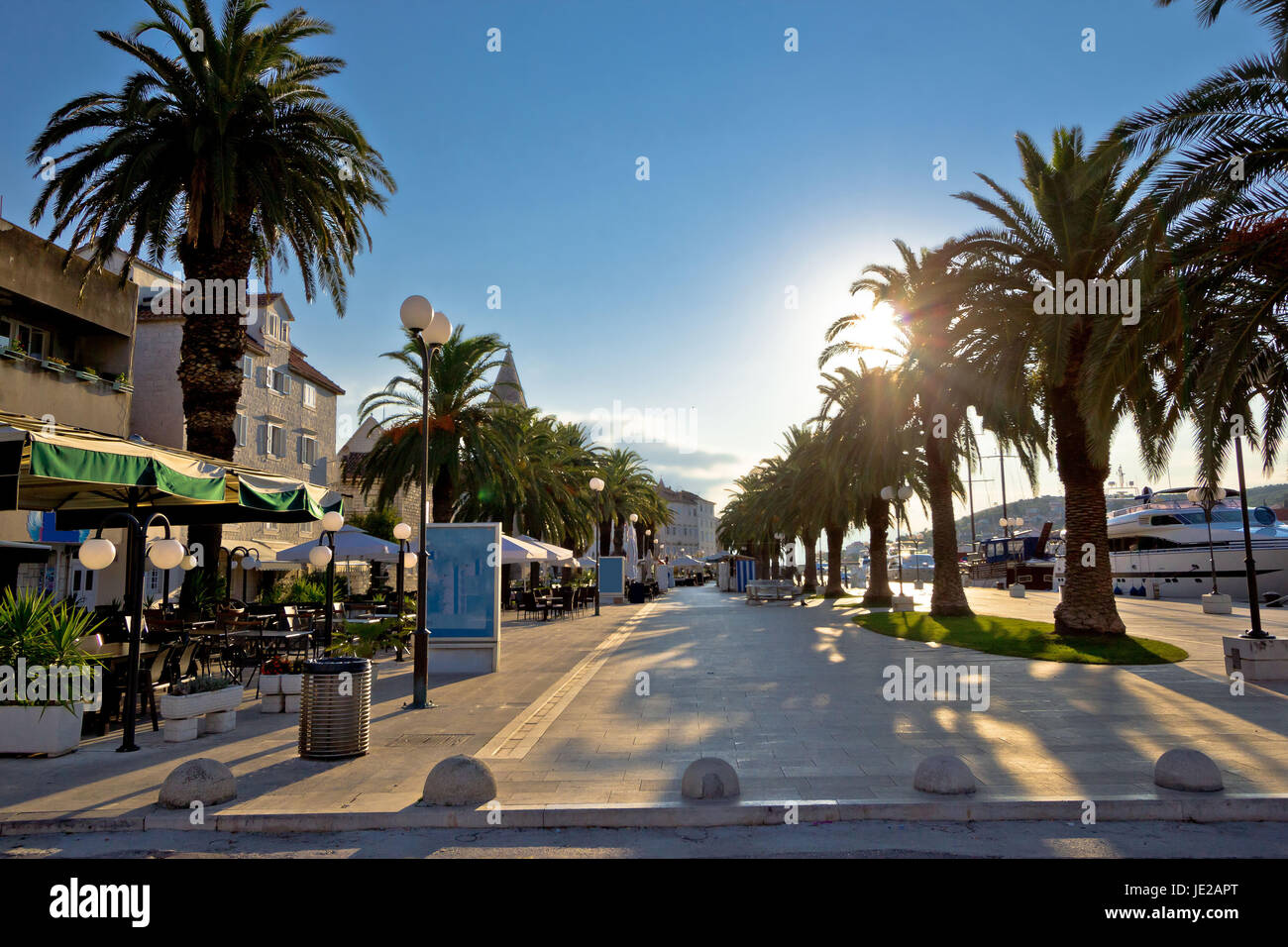Town of Trogir waterfront sunrise view, Dalmatia, Croatia Stock Photo ...