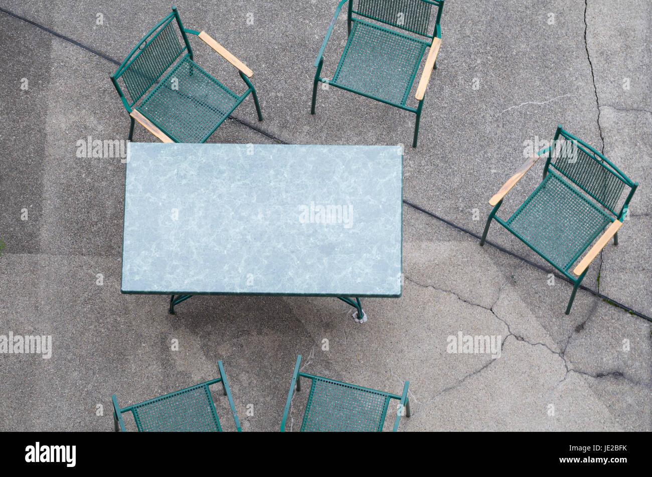 Green Table and Chairs Set from Above Closeup Stock Photo - Alamy