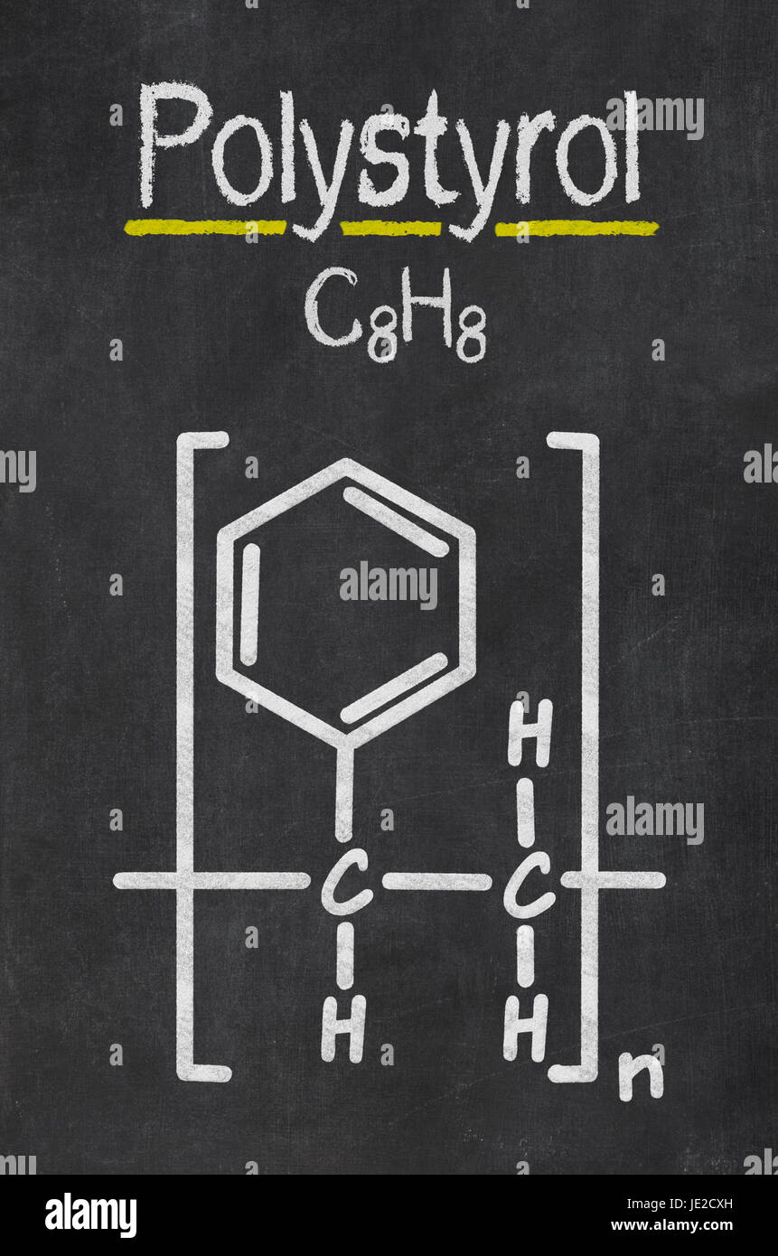 Schiefertafel mit der chemischen Formel von Polystyrol Stock Photo - Alamy