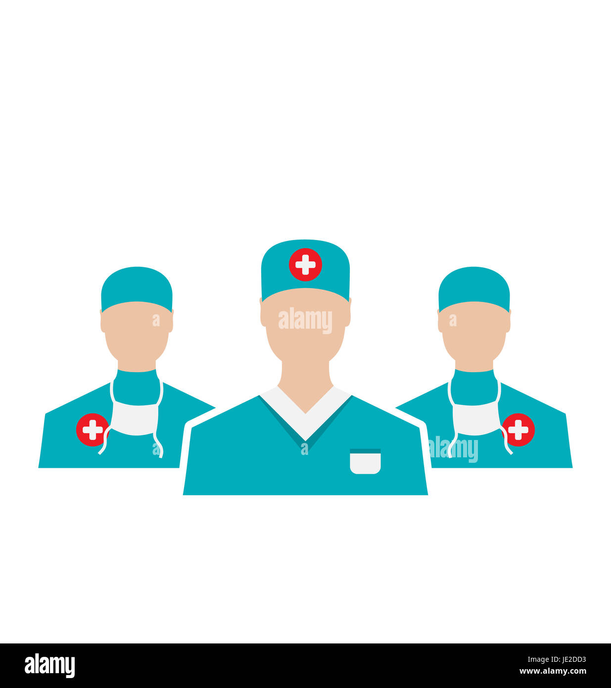 Illustration icons set of medical employees in modern flat design style ...