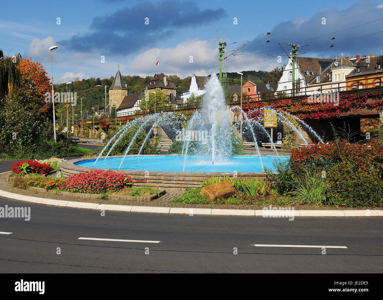 Linz am Rhein mit Brunnen Stock Photo - Alamy