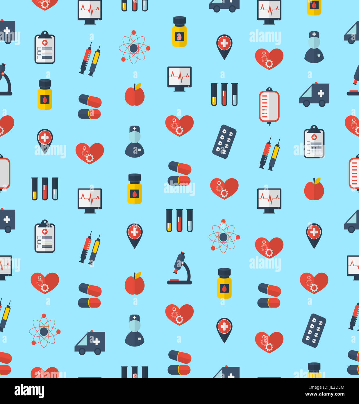 Illustration Medical Seamless Pattern, Flat Simple Colorful Icons Stock ...