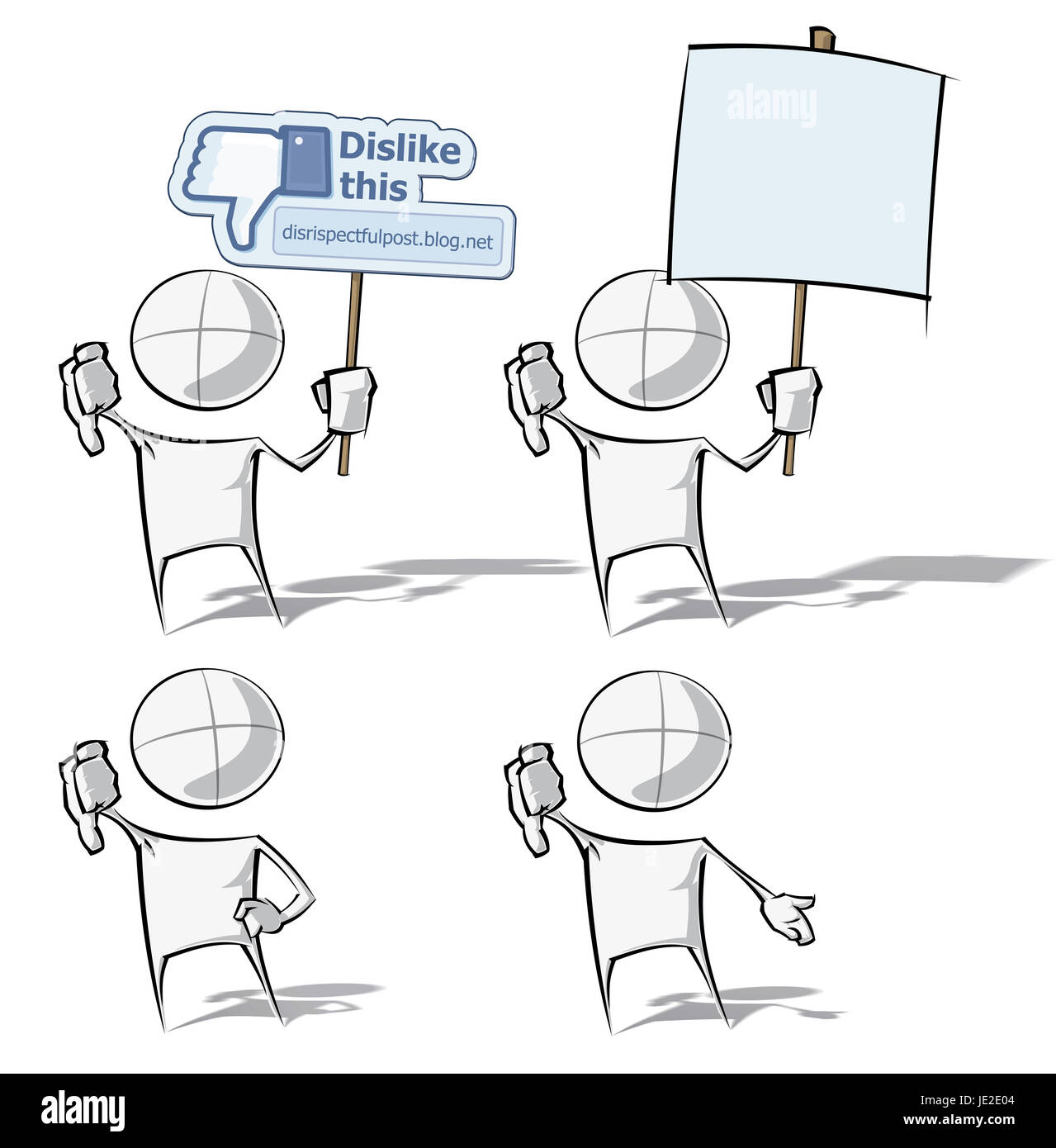 Set of sparse vector illustrations of a of a generic cartoon character ...