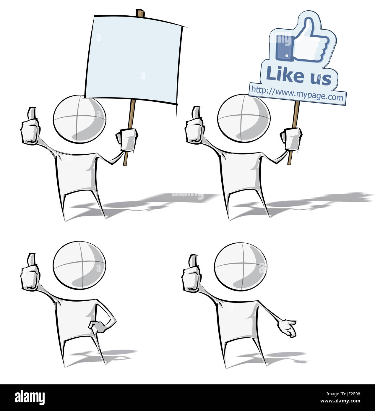 Set of sparse vector illustrations of a of a generic cartoon character ...