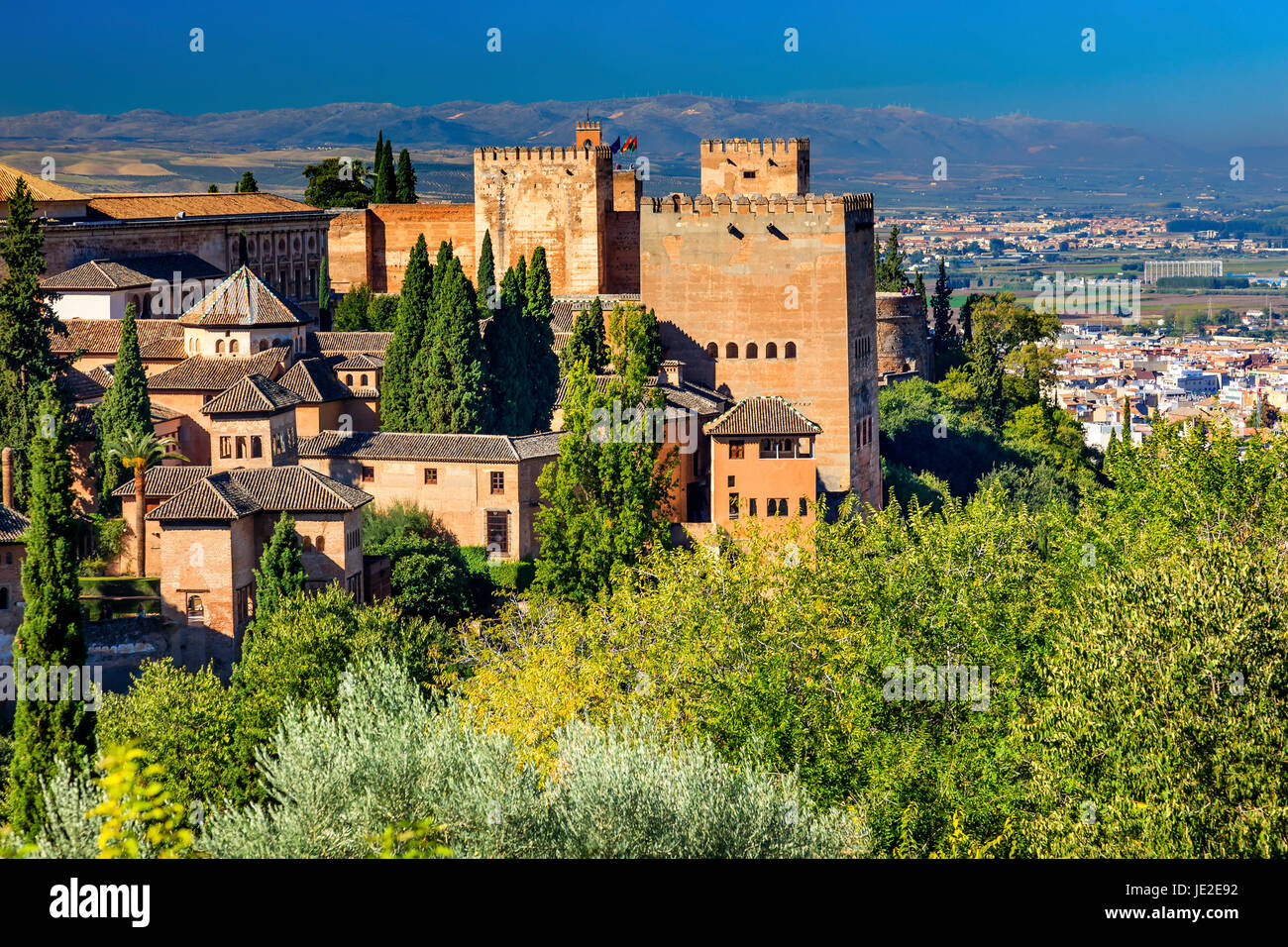 Alhambra Castle Towers Granada Andalusia Spain Stock Photo - Alamy