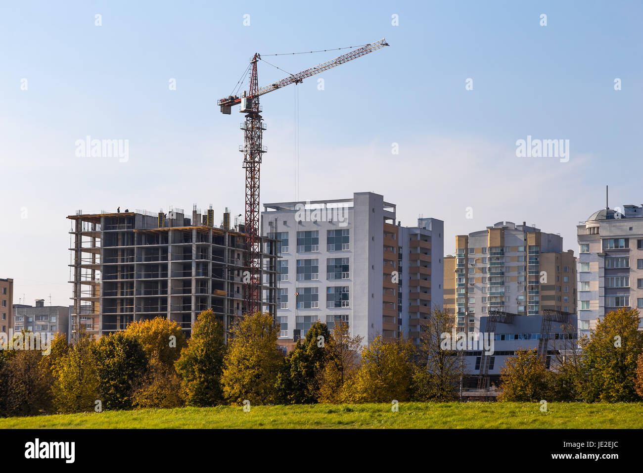 Building crane on construction of city Stock Photo - Alamy