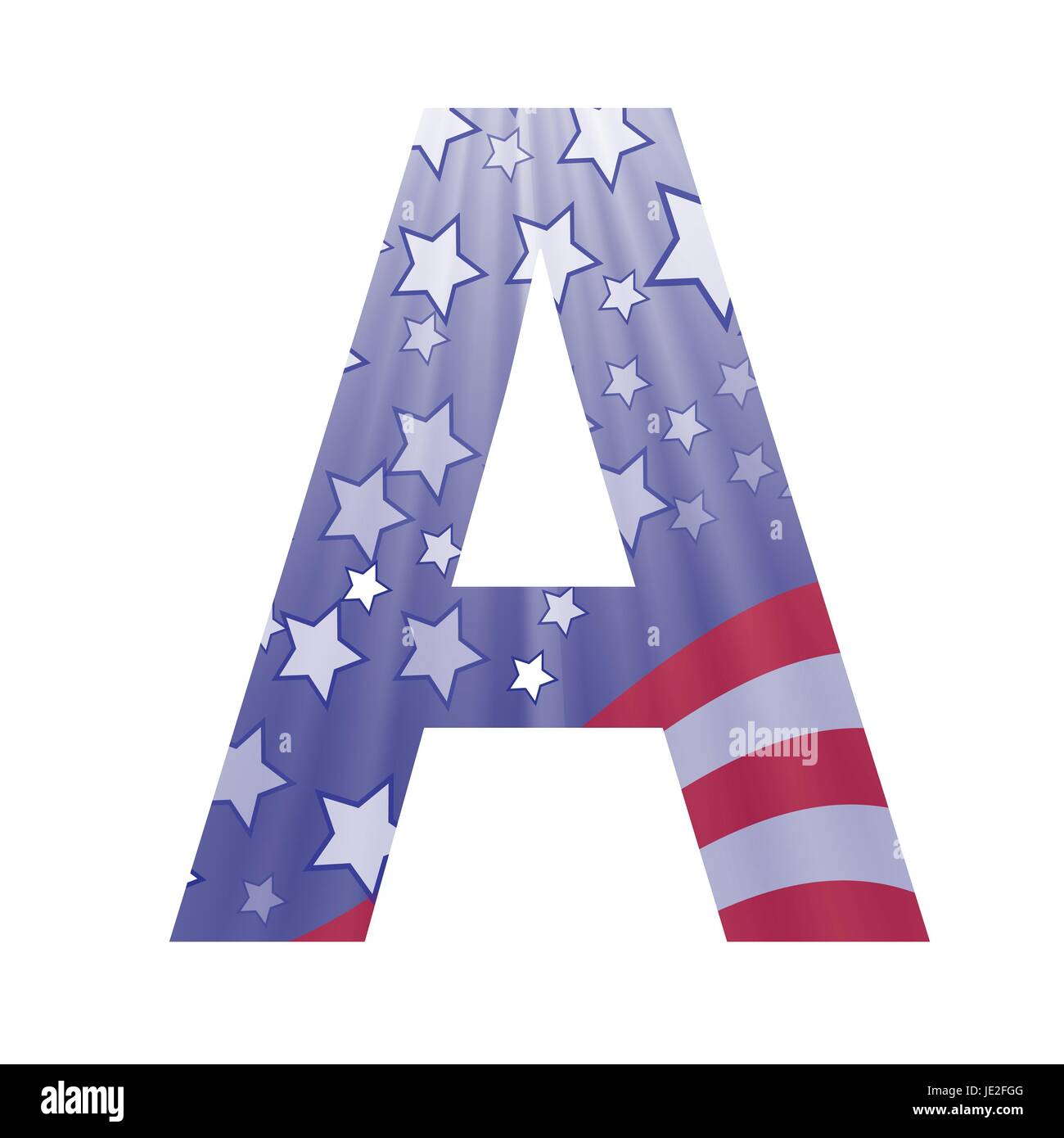 colorful illustration with american flag letter A on a white background ...