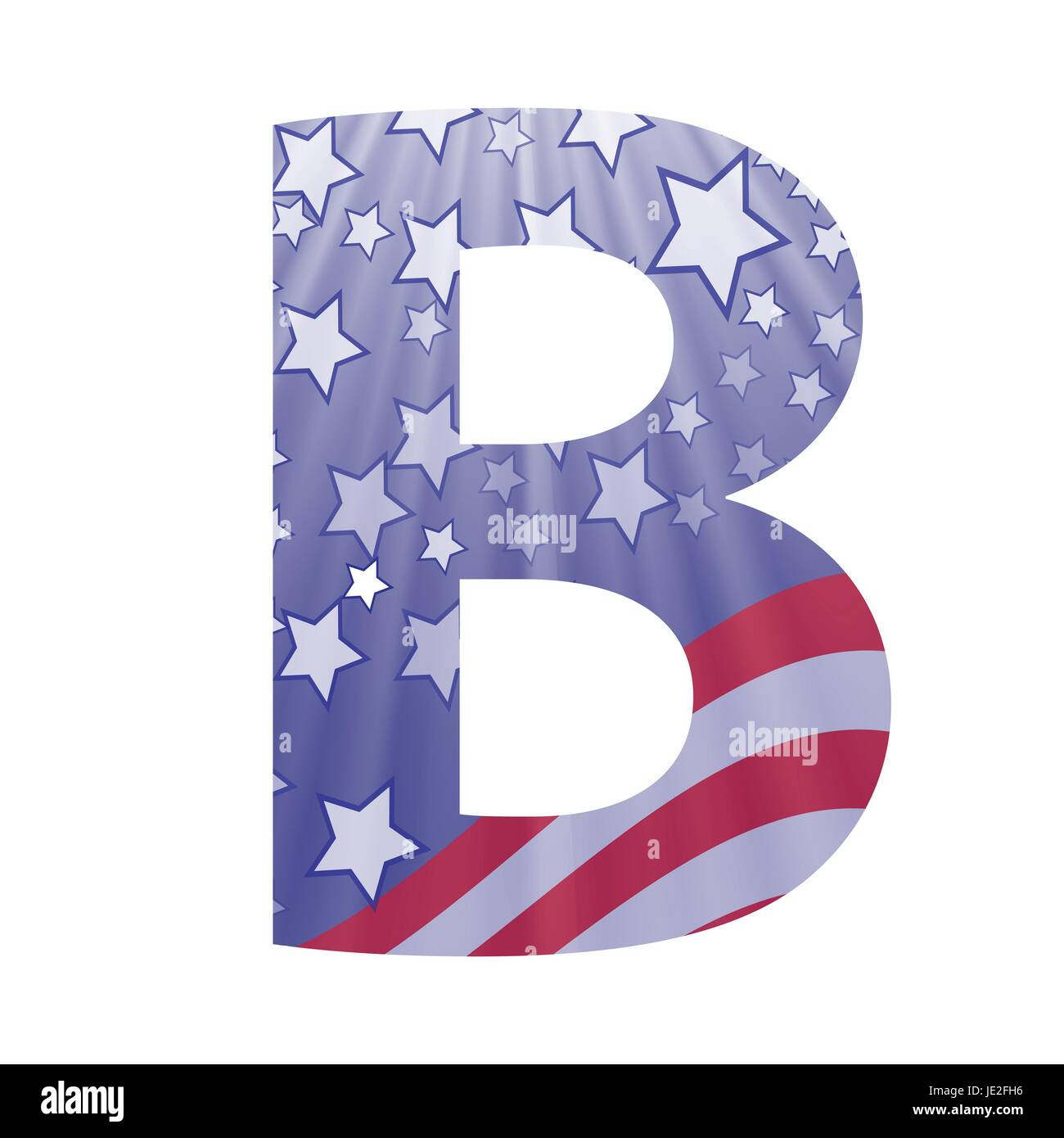 colorful illustration with american flag letter B on a white background ...