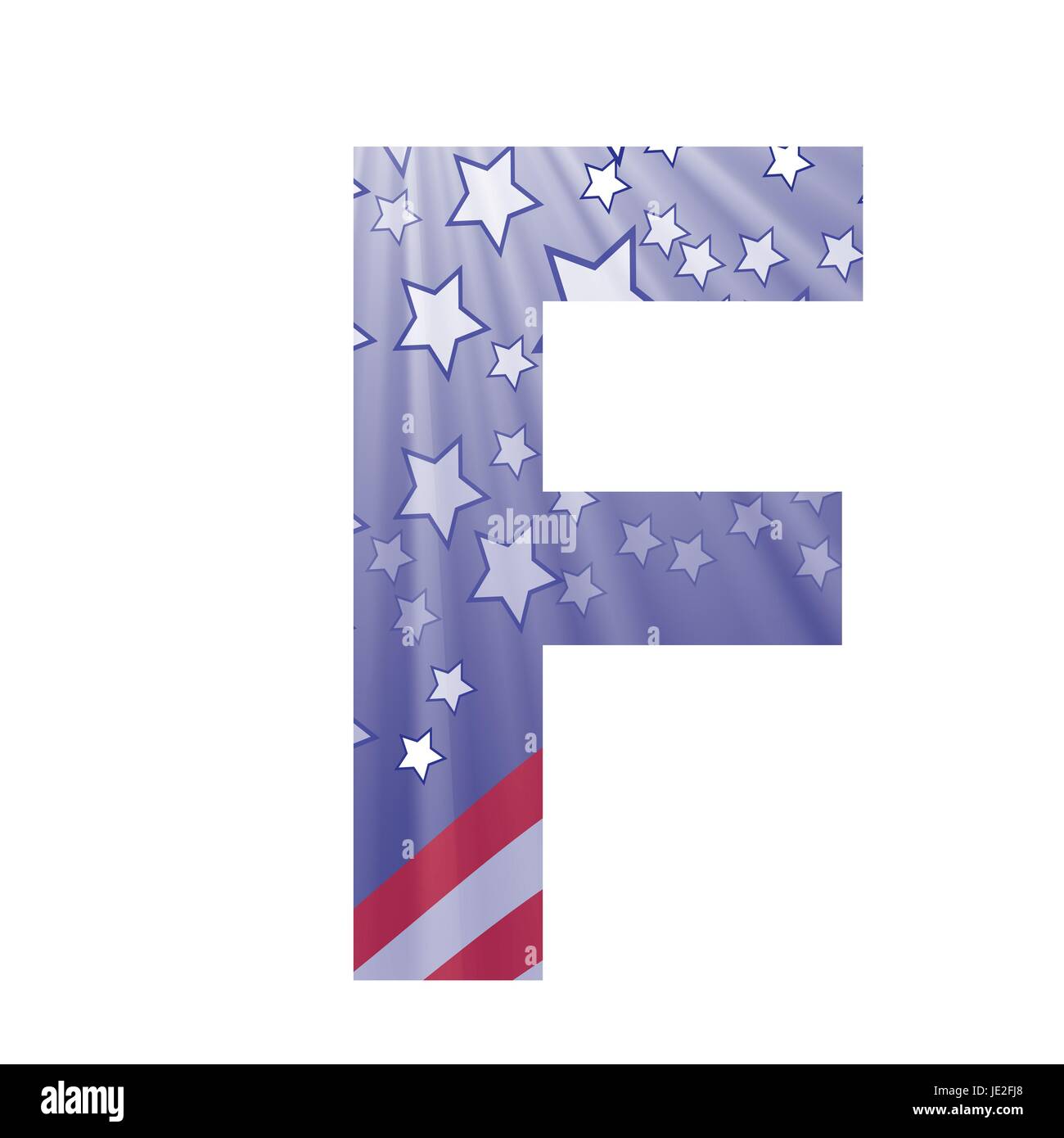 colorful illustration with american flag letter F on a white background ...