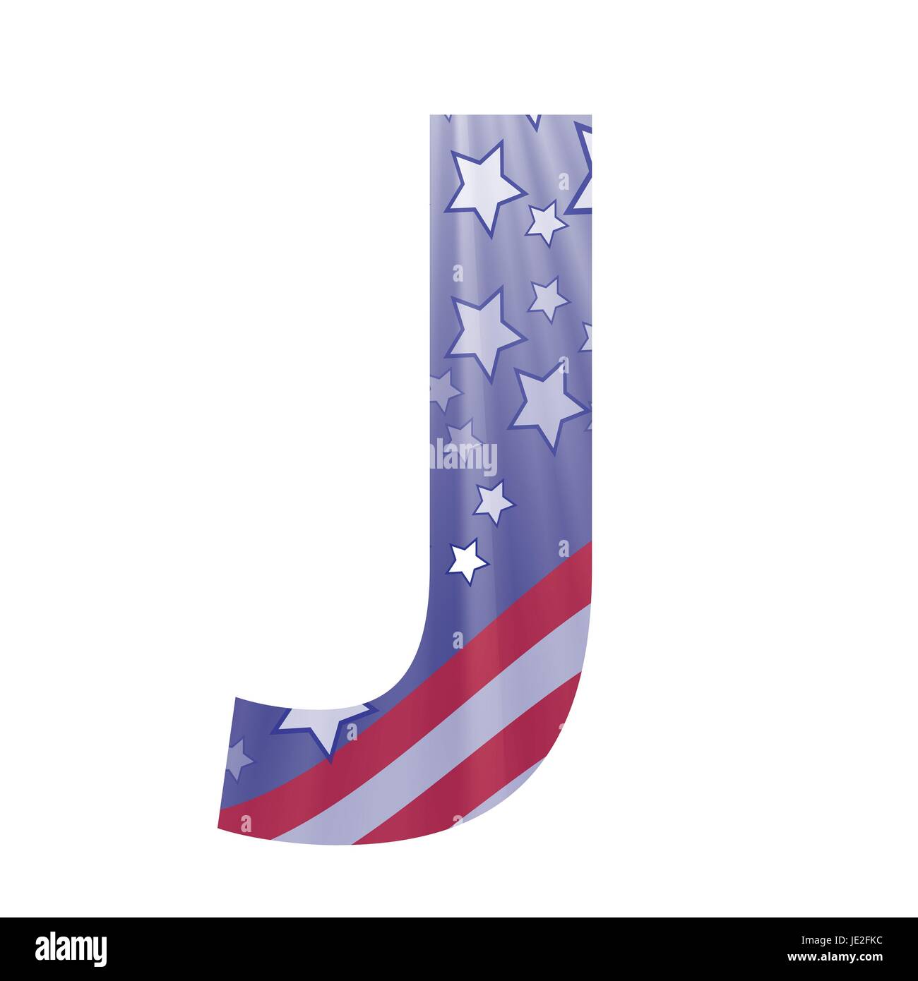 colorful illustration with american flag letter J on a white background ...