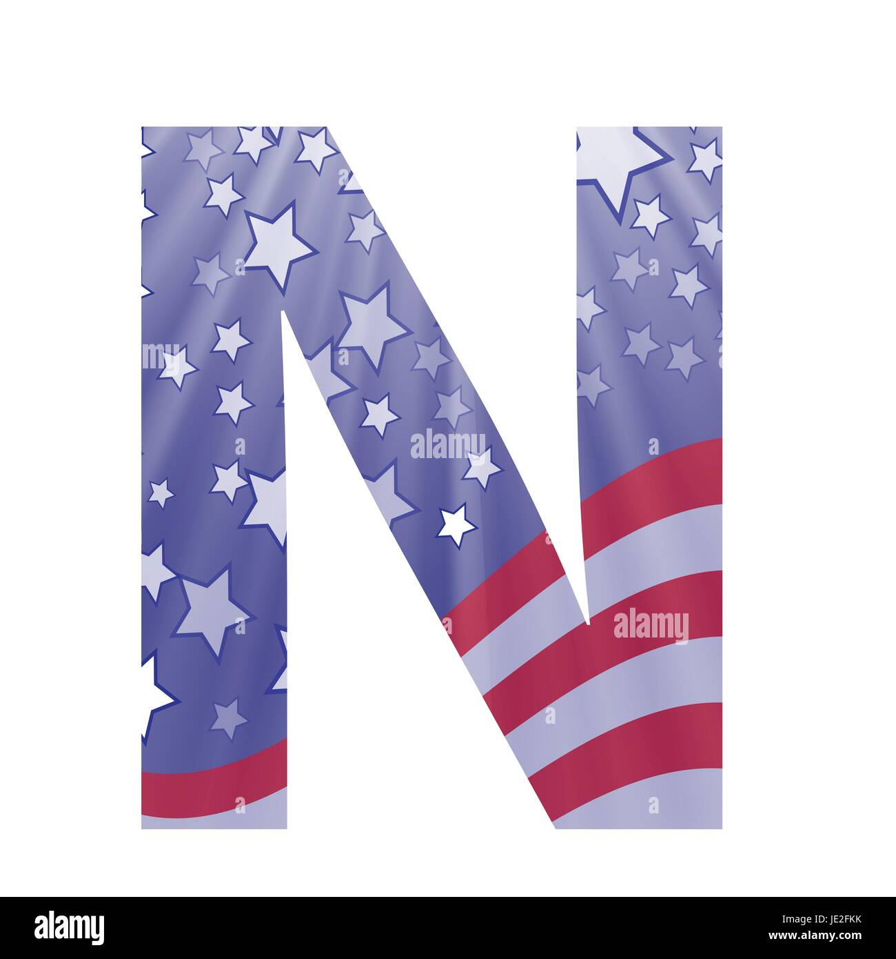 colorful illustration with american flag letter N on a white background ...