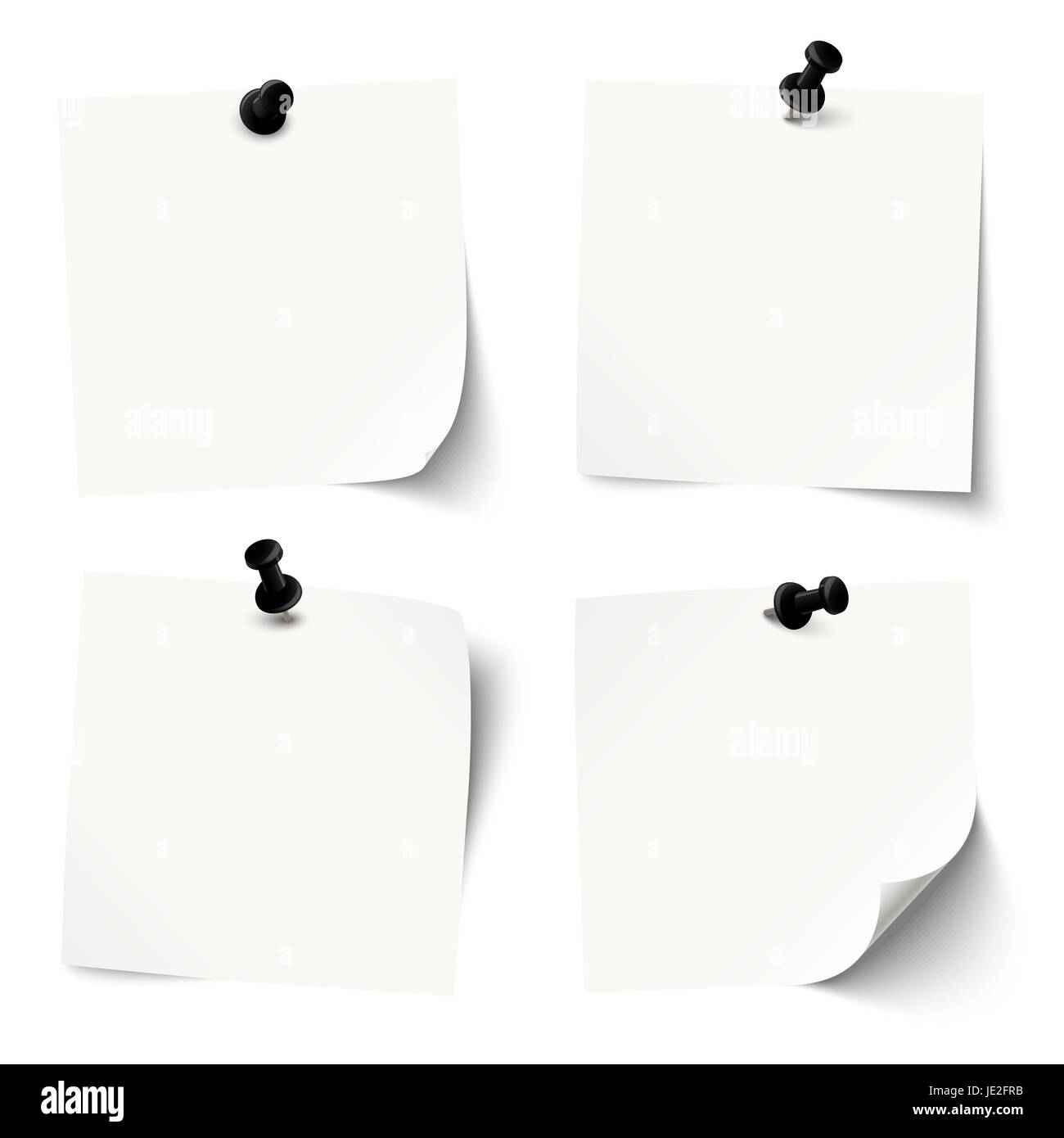 colored sticky papers with black pin needle Stock Photo - Alamy