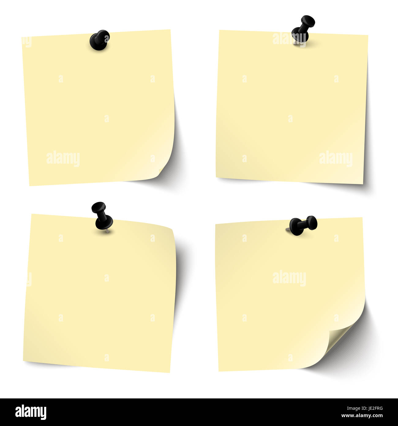 colored sticky papers with black pin needle Stock Photo - Alamy