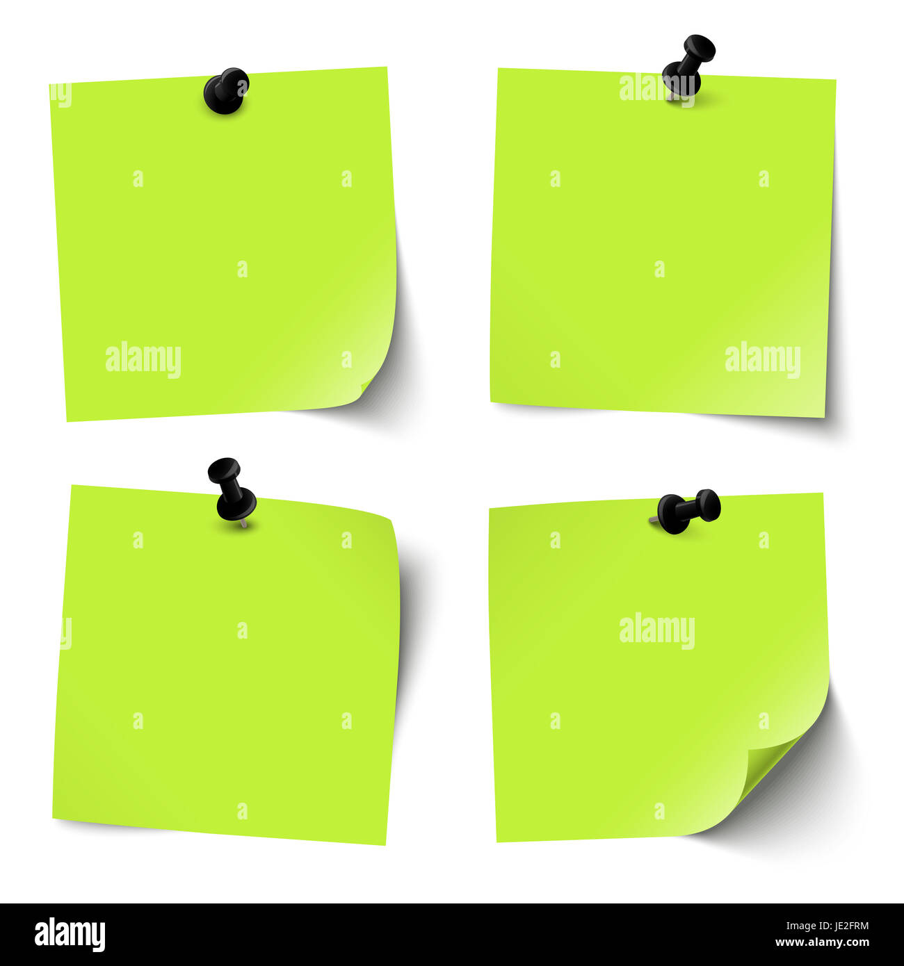 colored sticky papers with black pin needle Stock Photo - Alamy