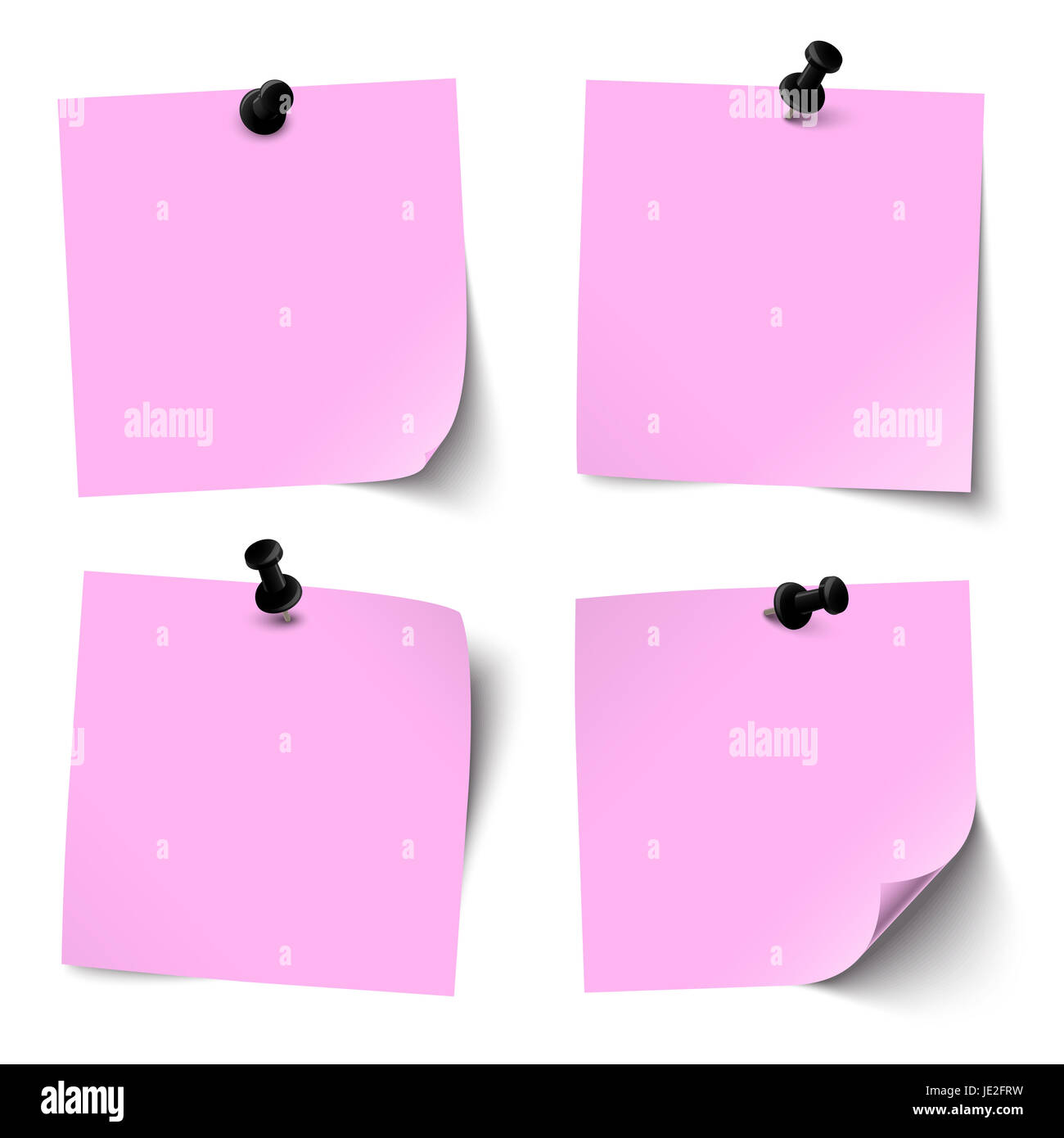 colored sticky papers with black pin needle Stock Photo - Alamy