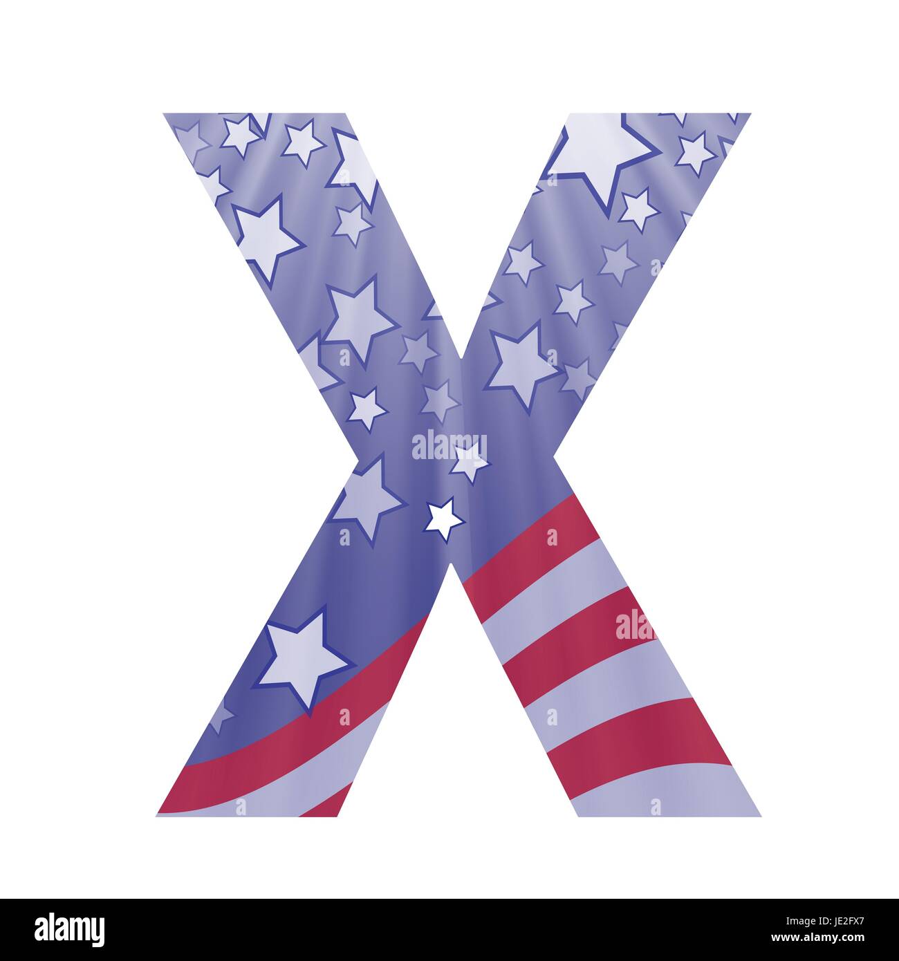 colorful illustration with american flag letter X on a white background ...