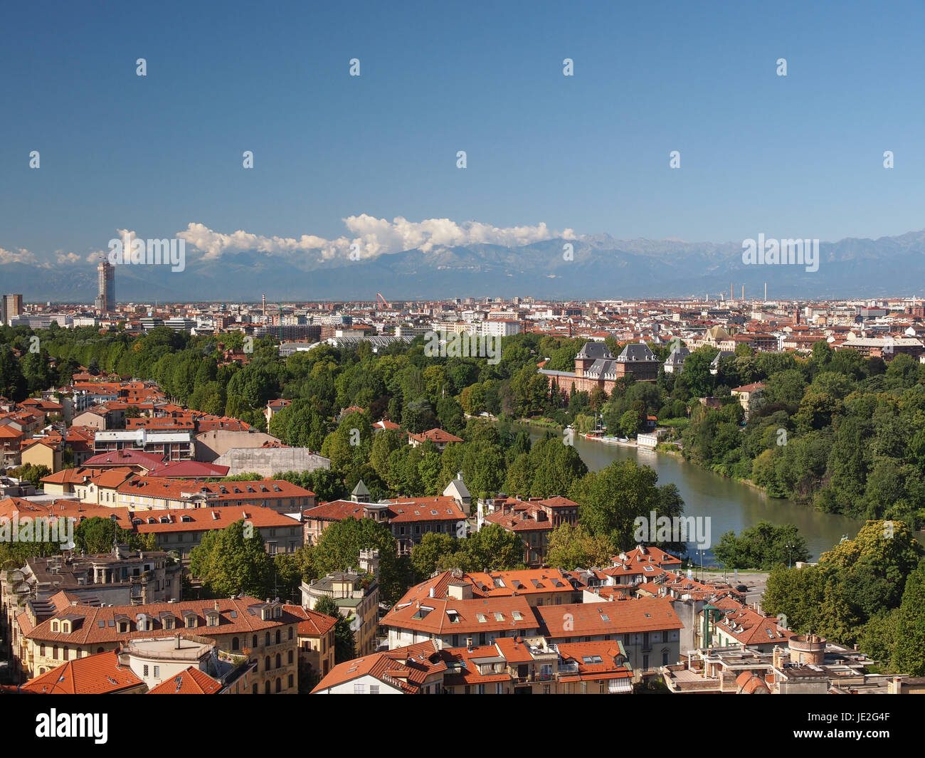 Turin skyline panorama seen from the hills surrounding the city Stock ...