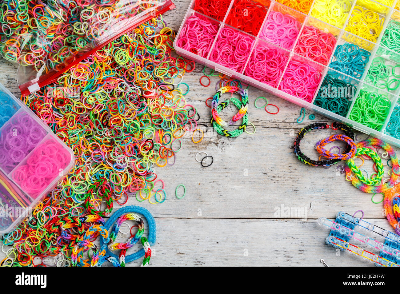 Set of colorful elastic loom bands Stock Photo - Alamy