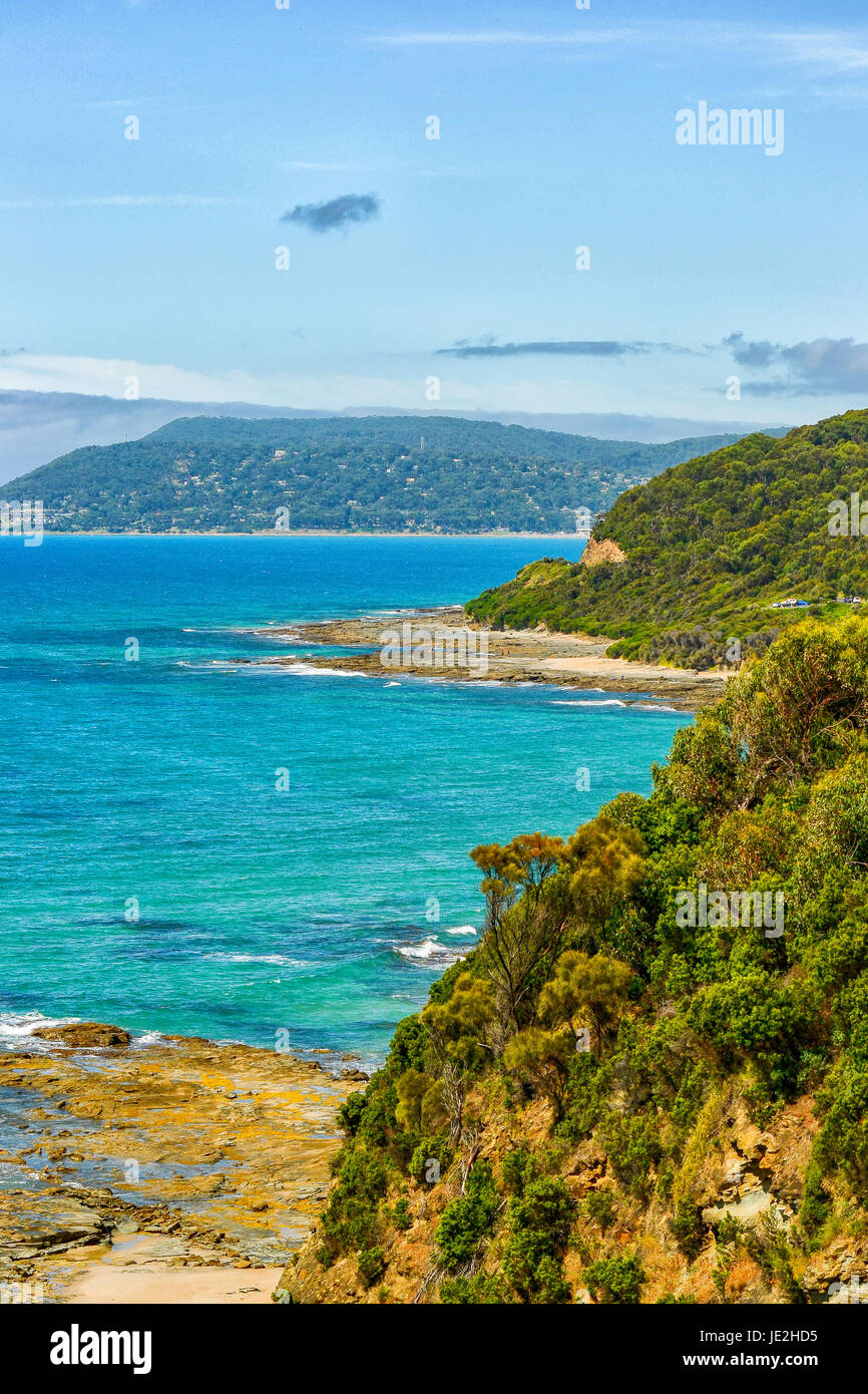 All shades of blue of the Pacific ocean. The Australian coast Stock ...