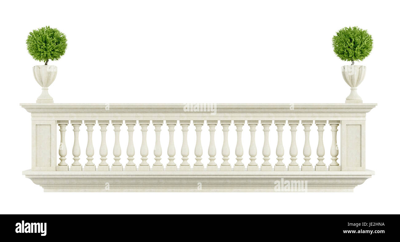 Classic balcony balustrade isolated on white - 3D rendering Stock Photo ...