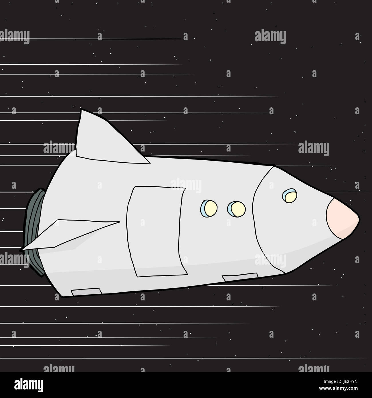 Fantasy rocketship flying fast through outer space Stock Photo - Alamy