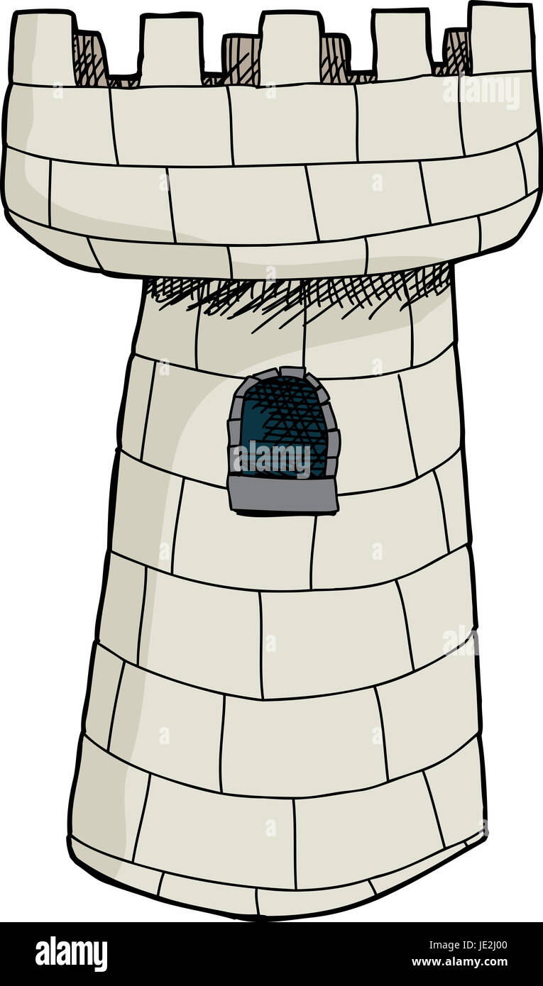 Isolated single cartoon castle tower over white Stock Photo - Alamy