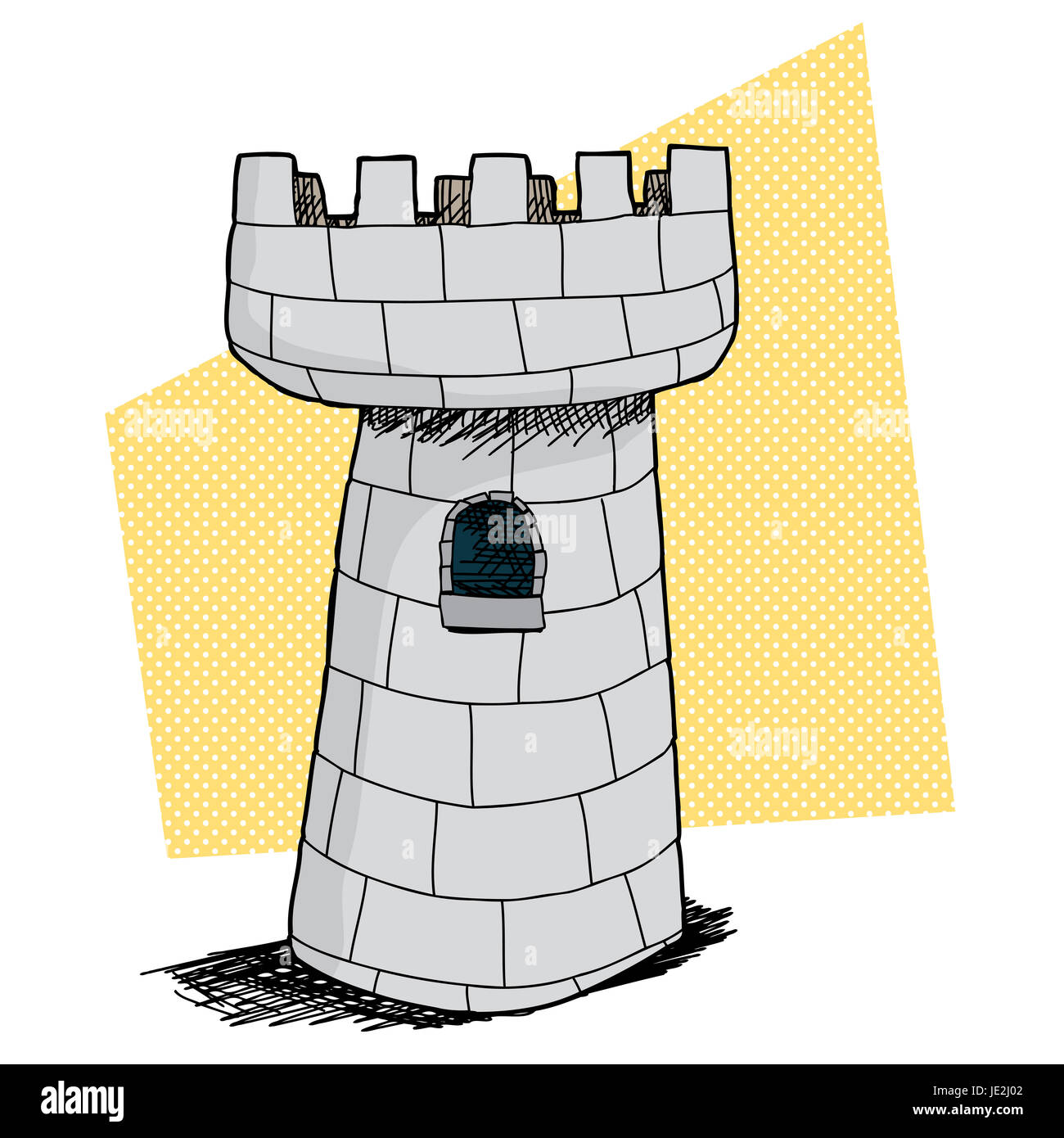 Single castle with window over halftone background Stock Photo - Alamy