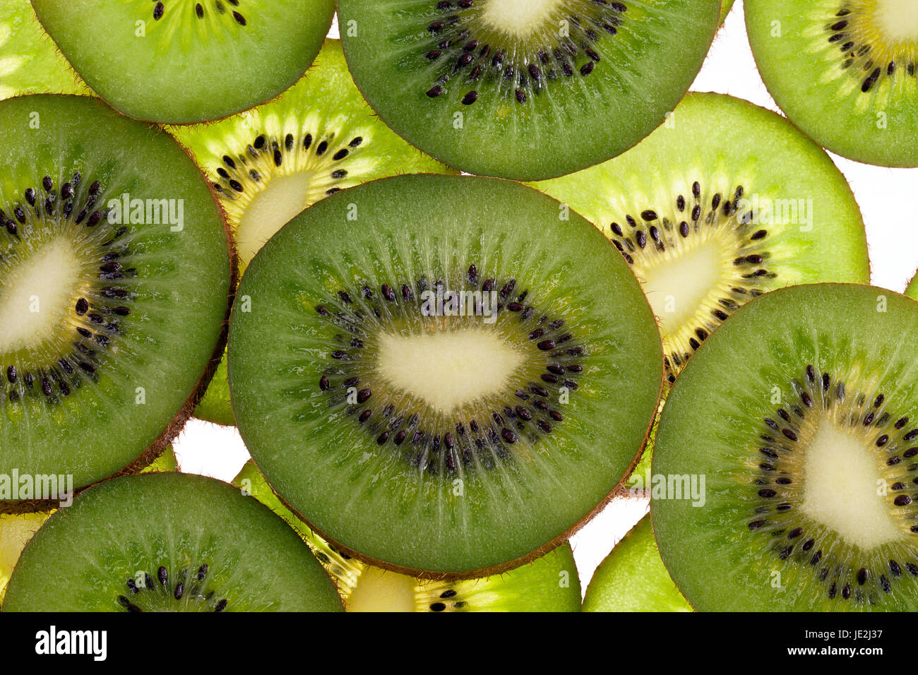 slices of fresh green fruit kiwi isolated on white background Stock ...