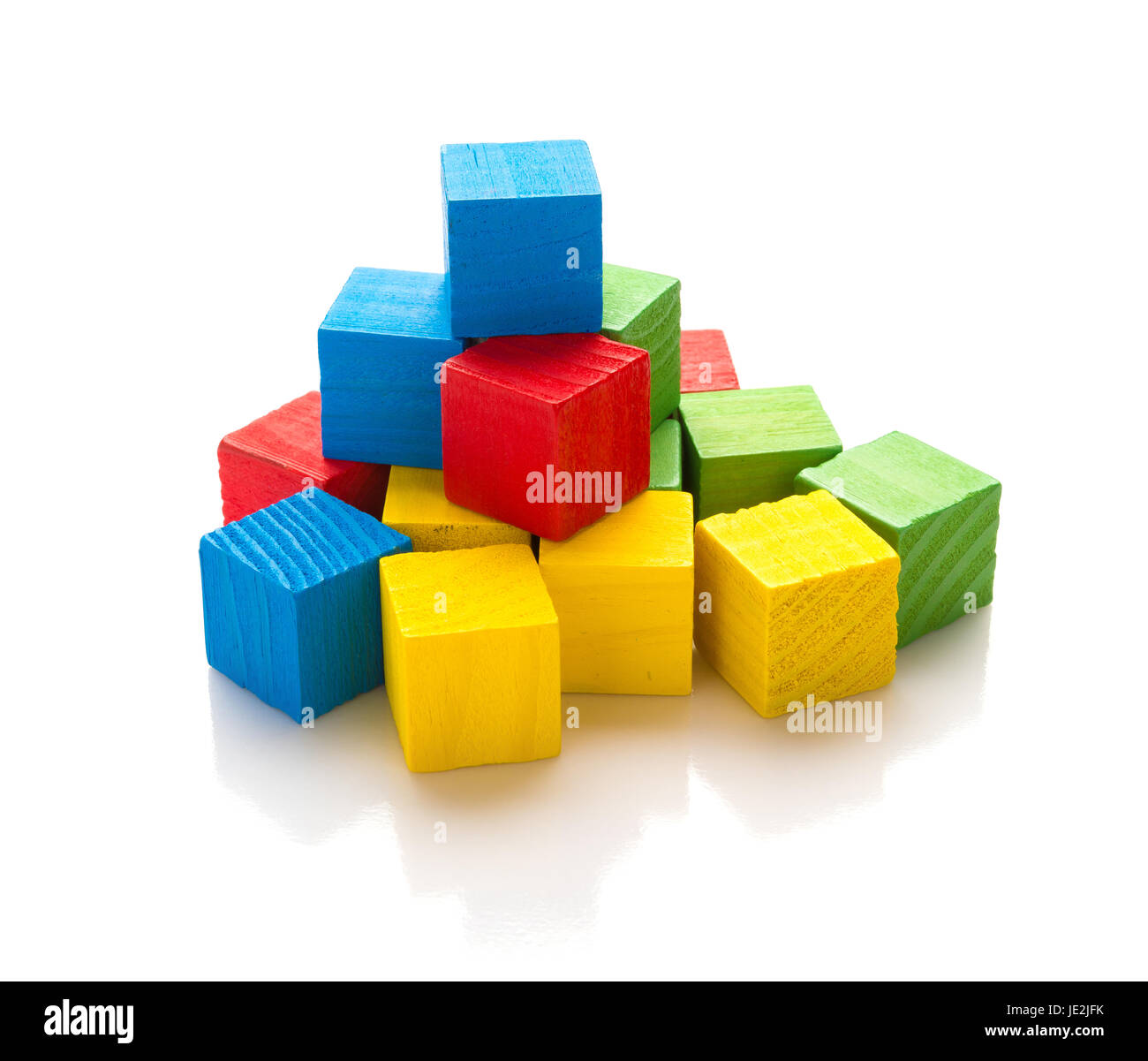 colorful square wooden toy blocks on a white background Stock Photo - Alamy