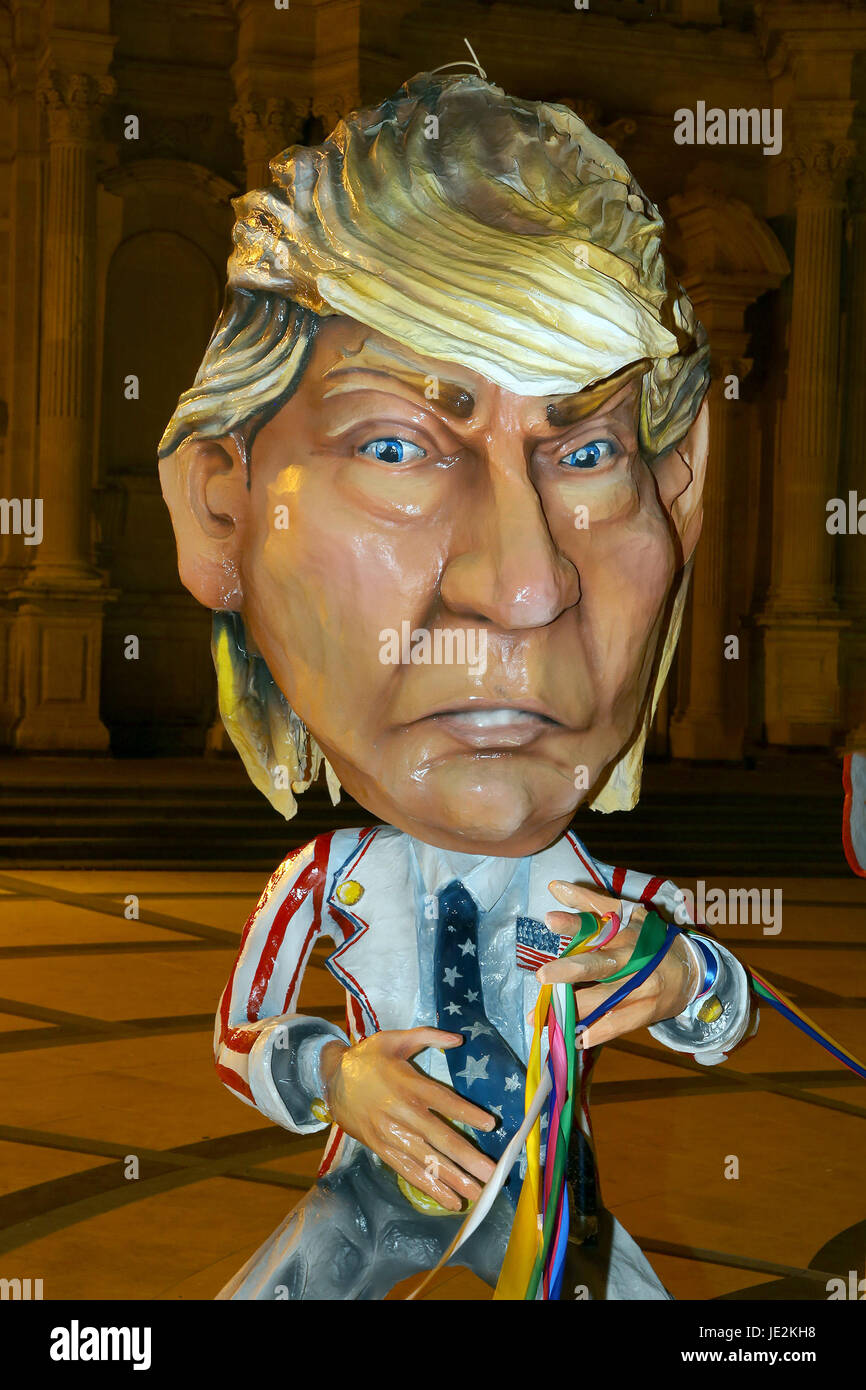 US President Donald Trump recreated in papier-mâché at the Piazza del ...