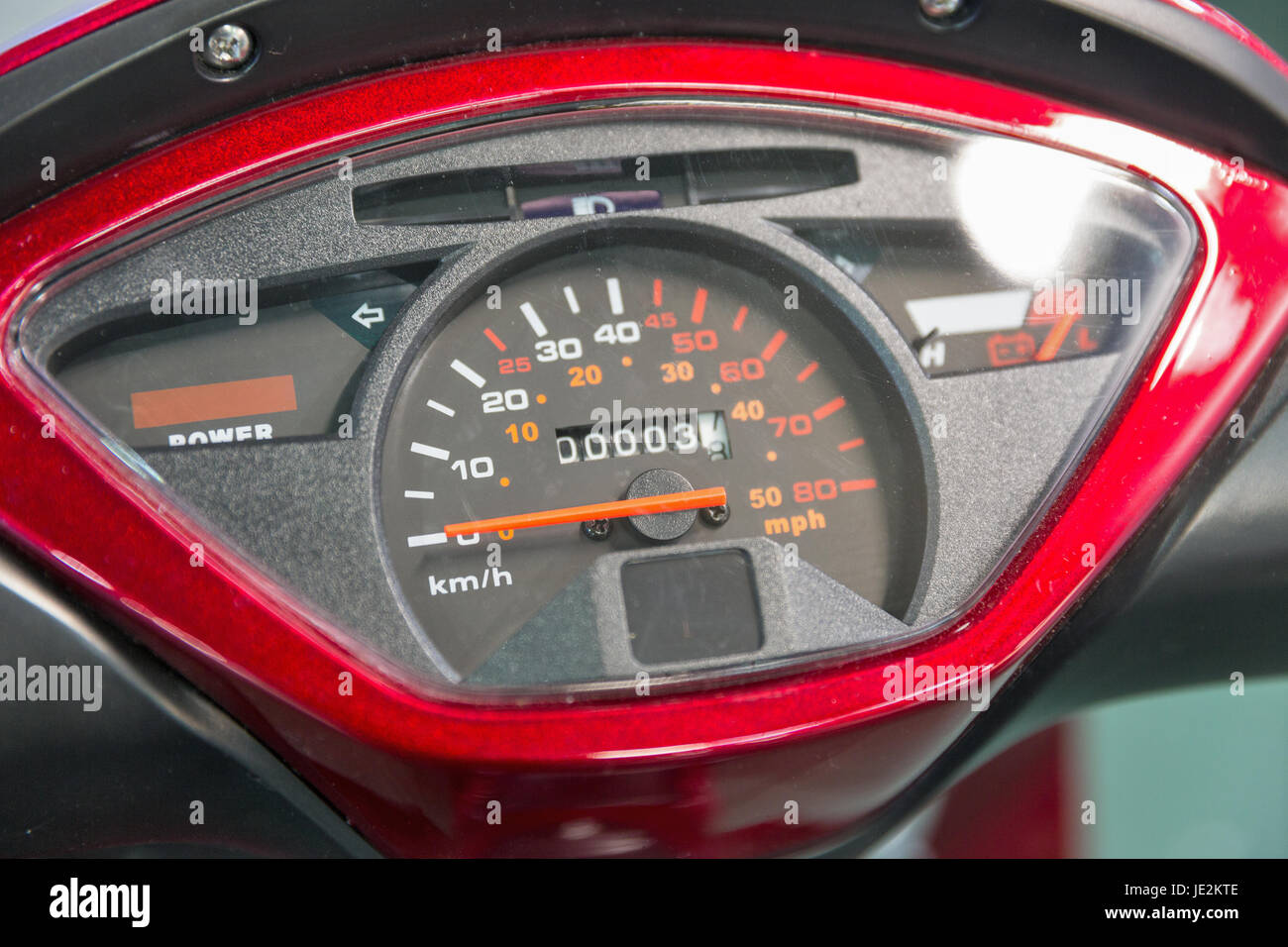 Dashboard with speedometer on the instrument panel of electric ...