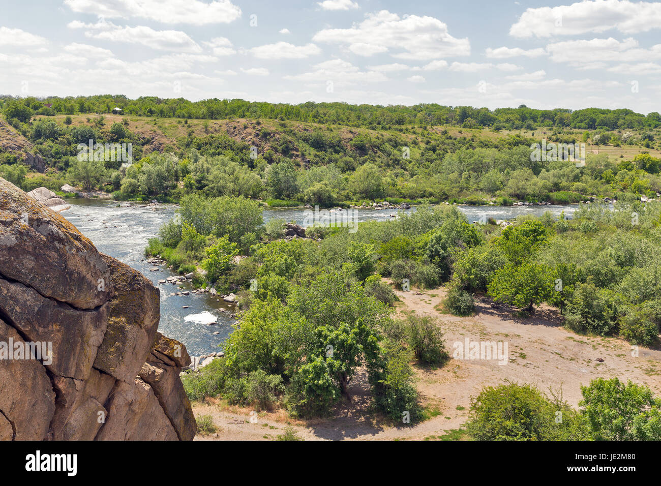 Southern Bug river landscape with famous rapid Red Gate or Integral in ...