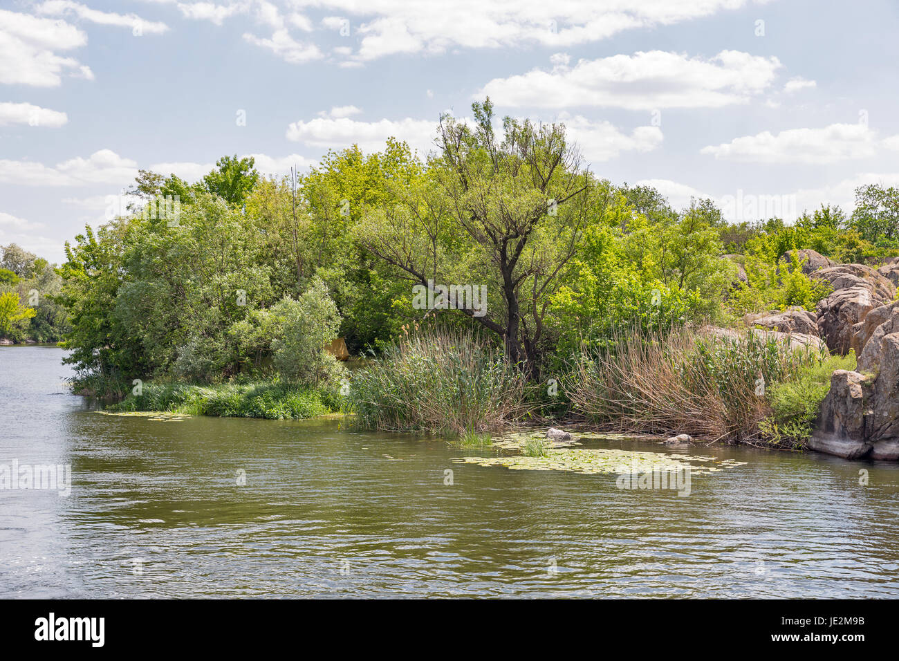 Southern Bug river landscape with famous rapid Red Gate or Integral in ...