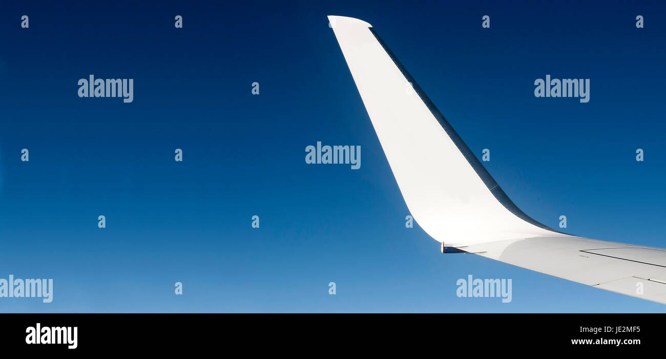 the wing of an airplane in flight view from the window Stock Photo - Alamy
