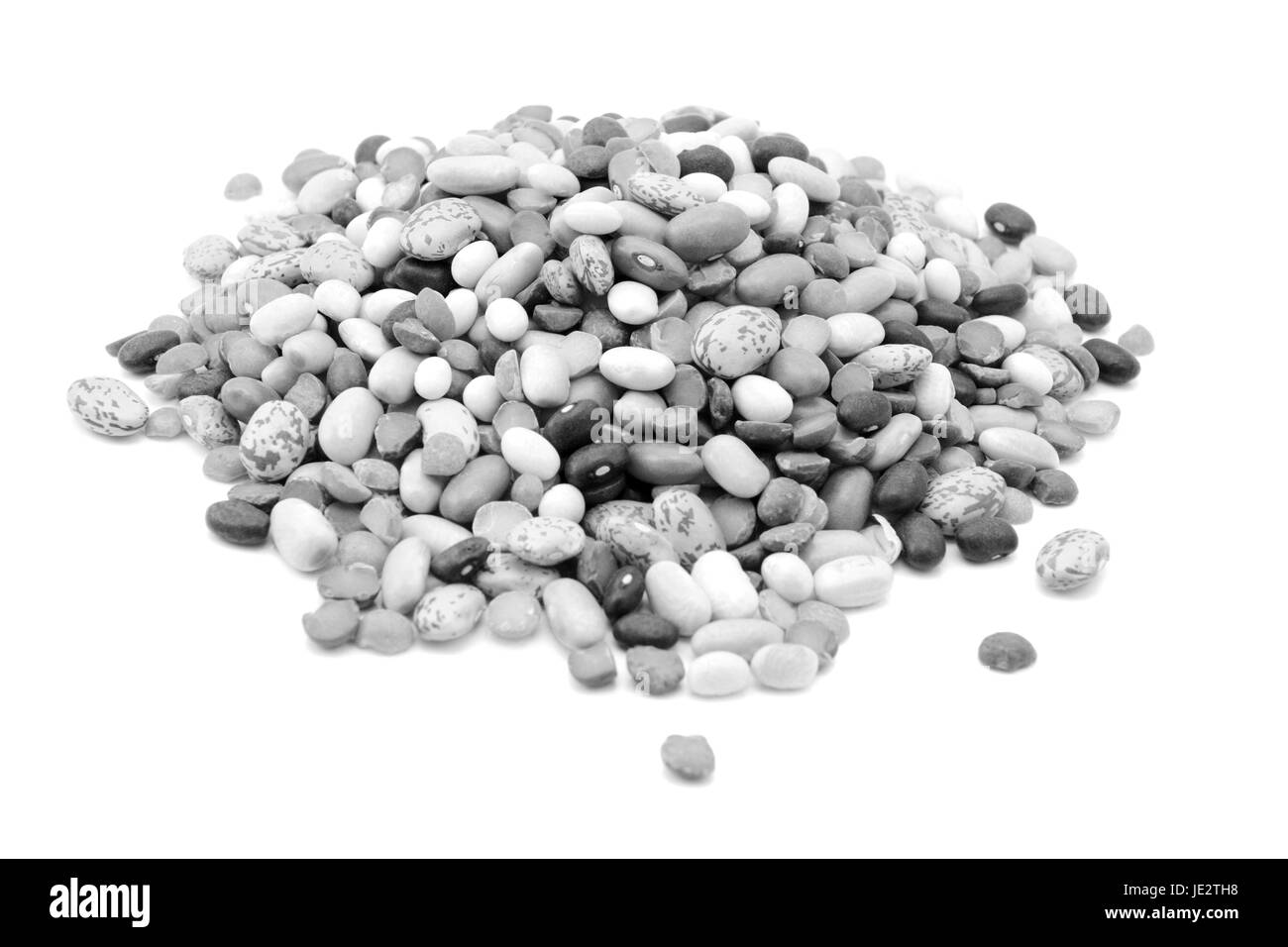 Mixed dried beans - isolated on a white background - monochrome ...