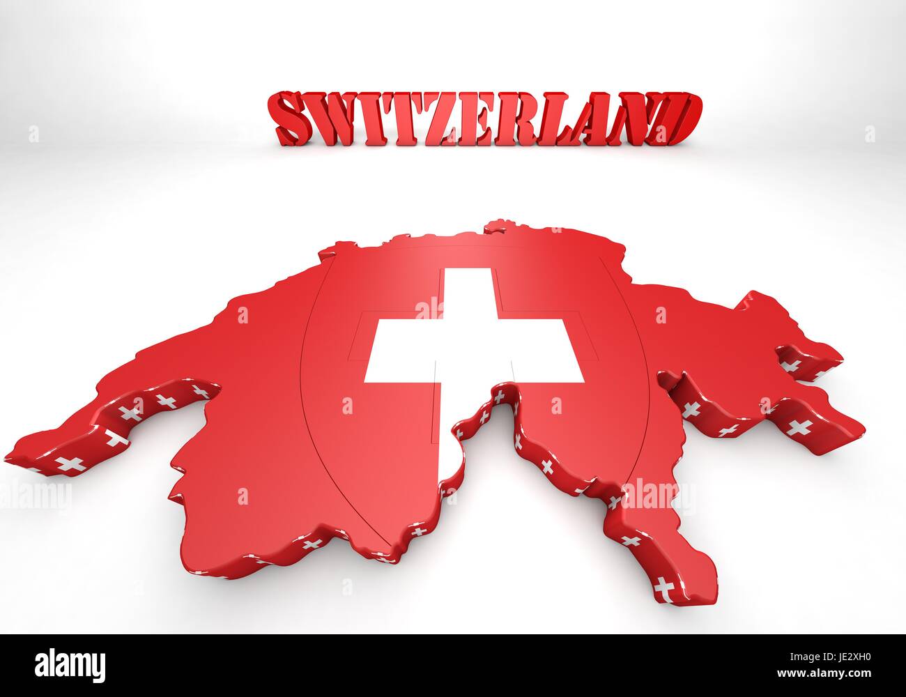 3D Map illustration of Switzerland with flag Stock Photo - Alamy