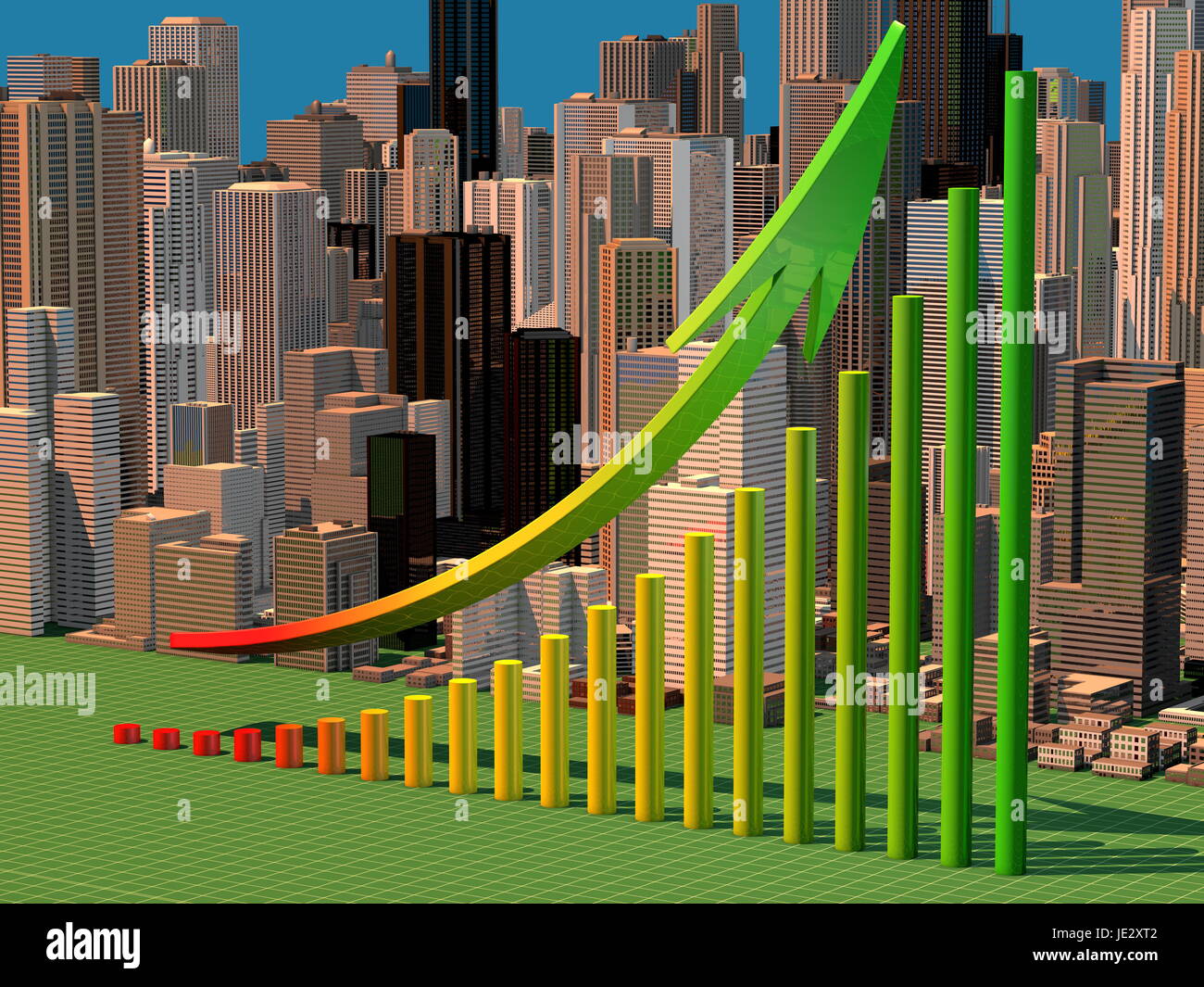 Abstract Design of business financial graphic scale with buildings ...