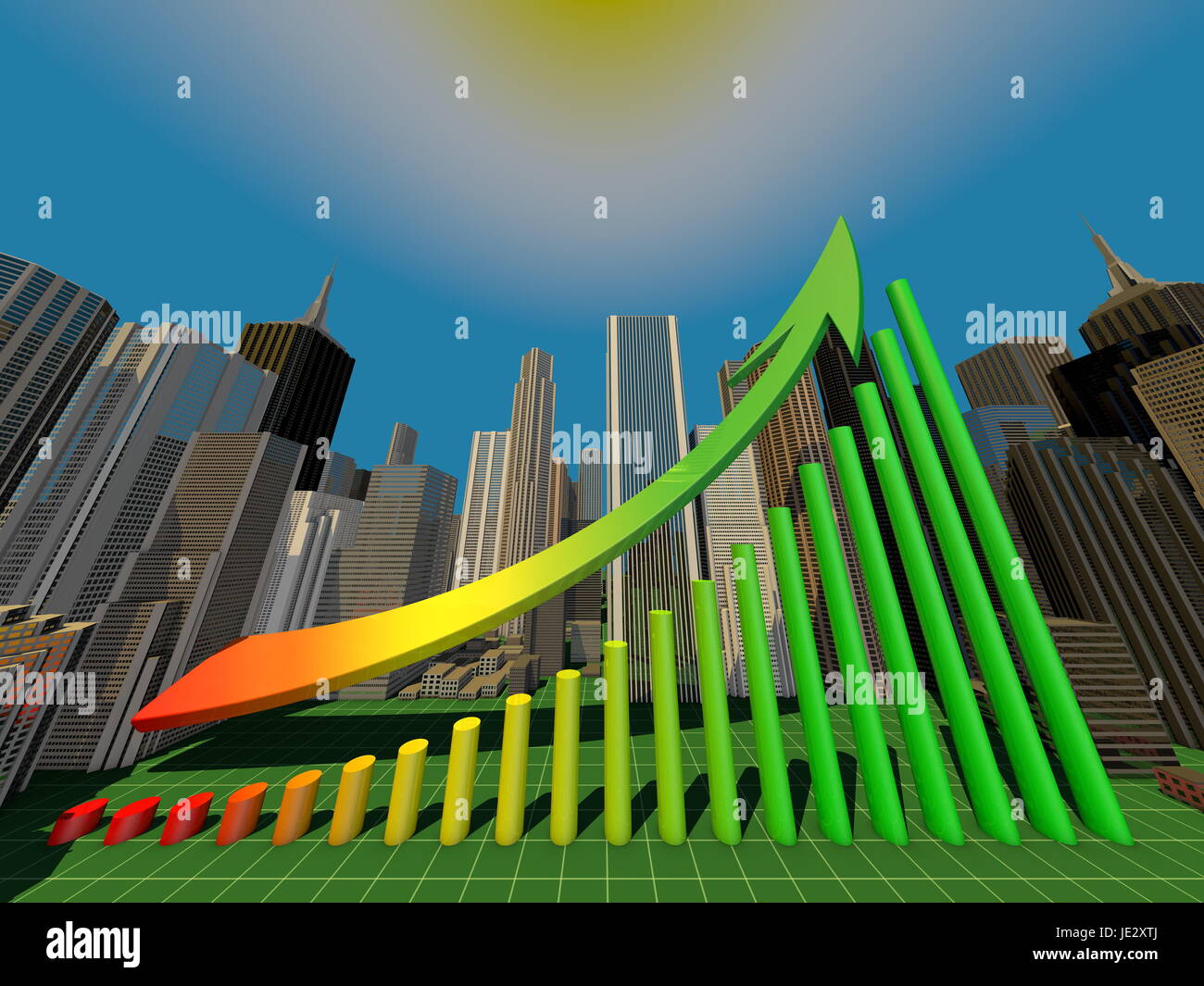Abstract Design of business financial graphic scale with buildings ...