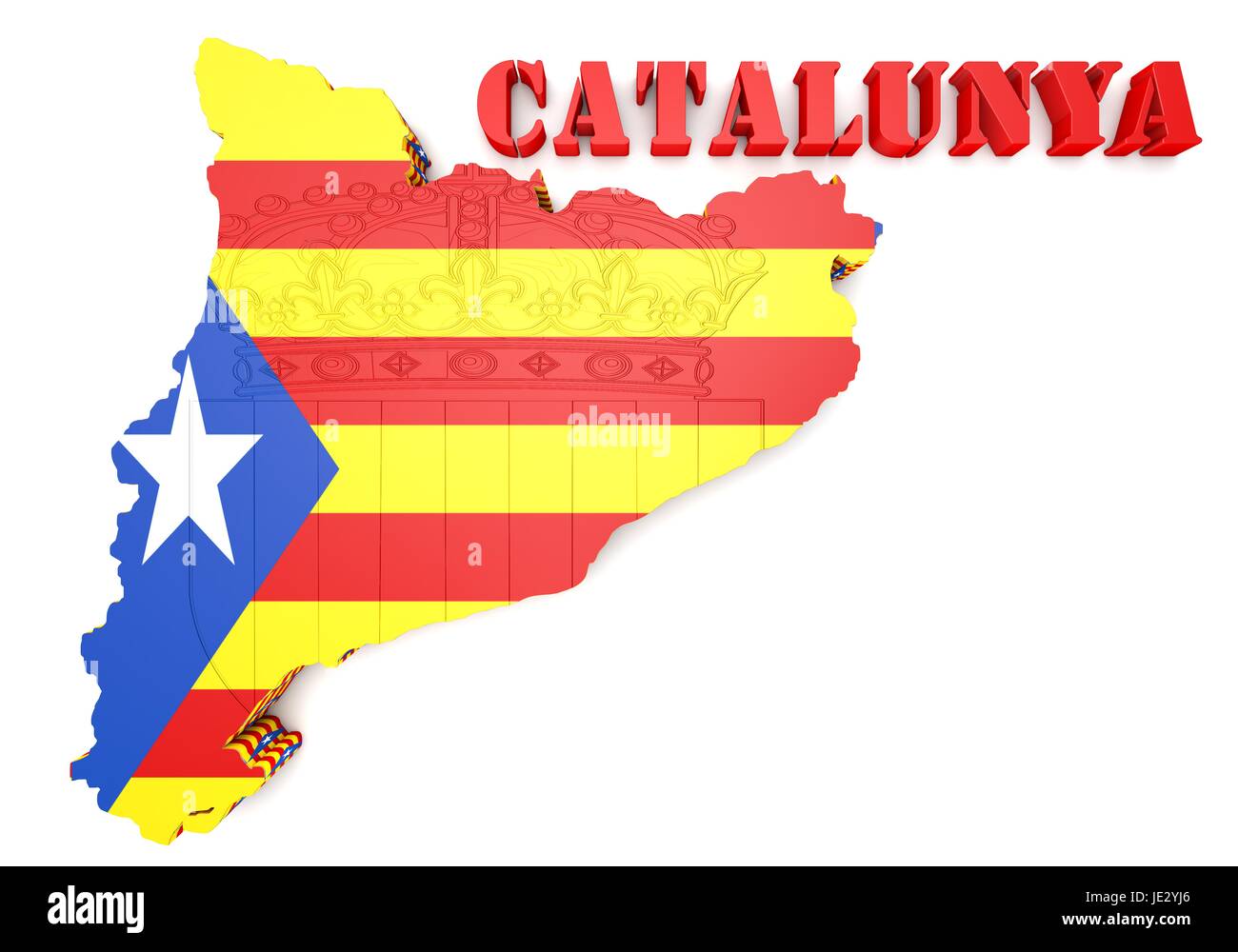 3d map illustration of Catalonia with flag and coat of arms Stock Photo ...