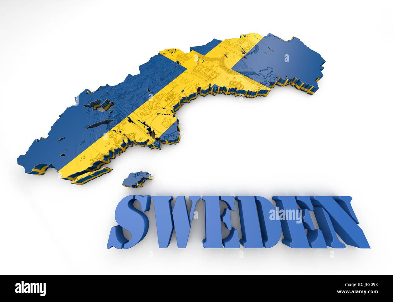 3D map illustration of Sweden with flag Stock Photo - Alamy