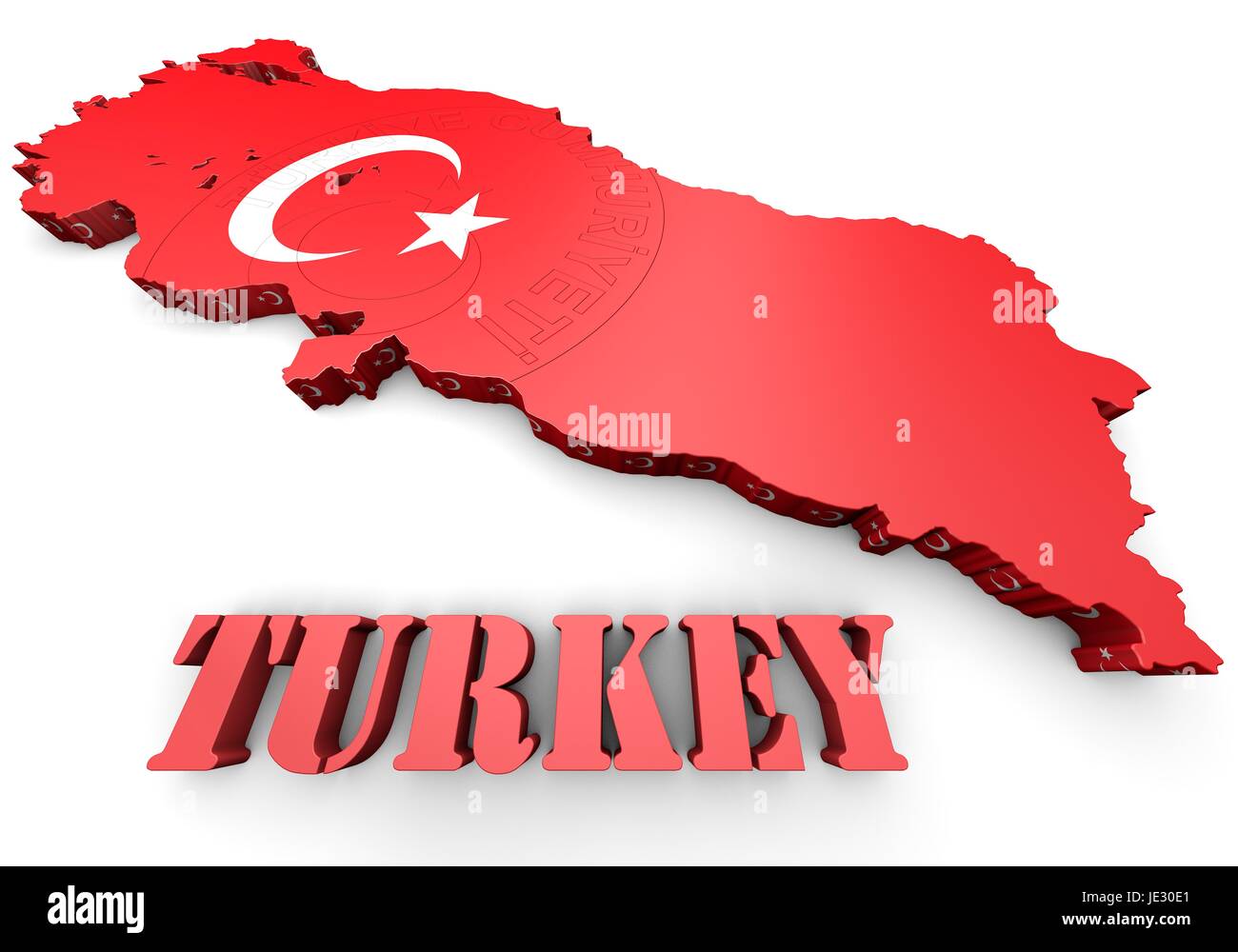 3d map illustration of Turkey with flag and coat of arms Stock Photo ...