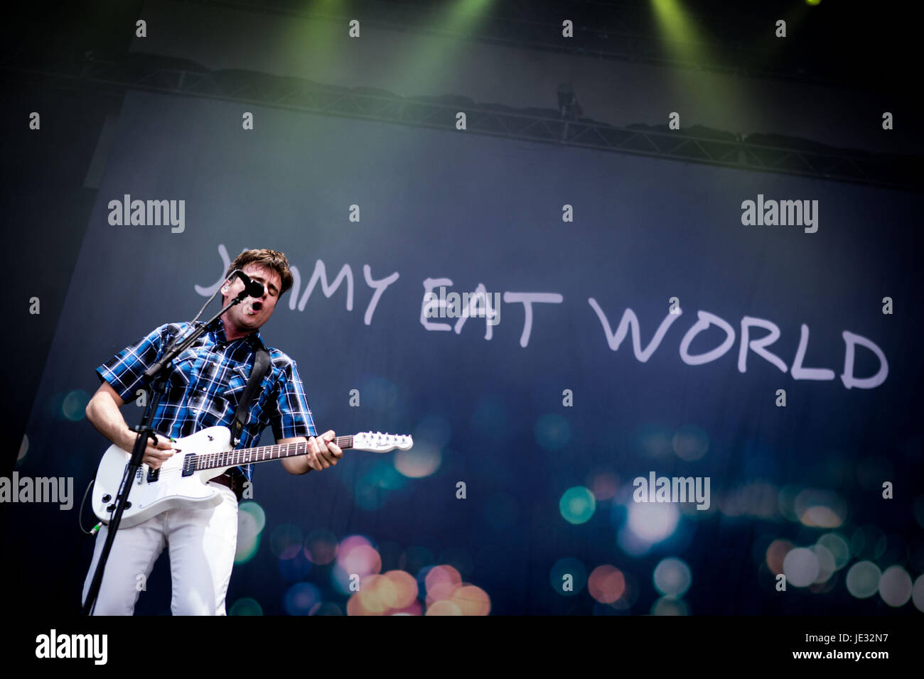 Jim Adkins of the american rock band Jimmy Eat World pictured on stage ...