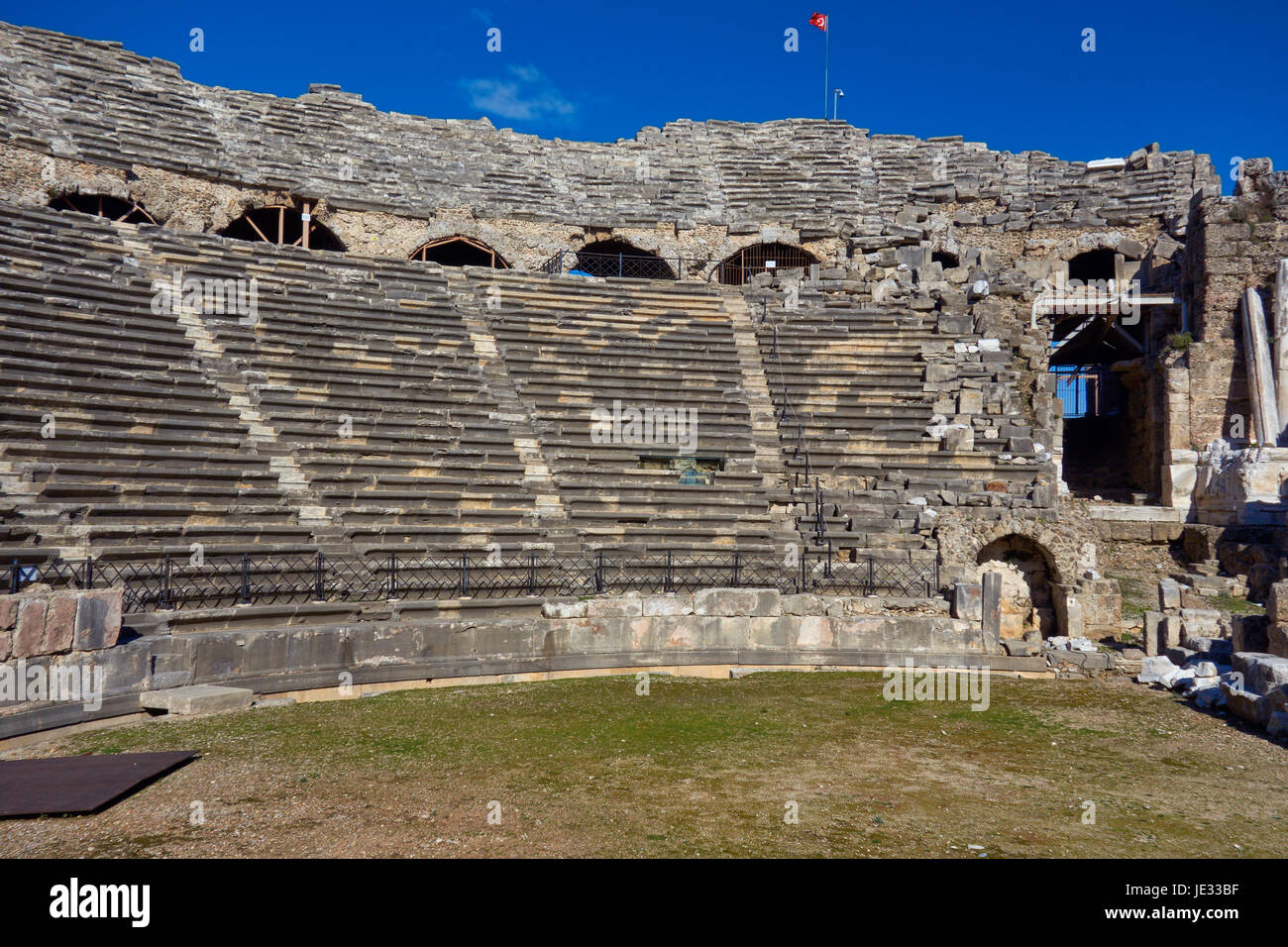 The ancient Roman Theatre of Side. Mediterranean Coast, Antalya.Turkey ...