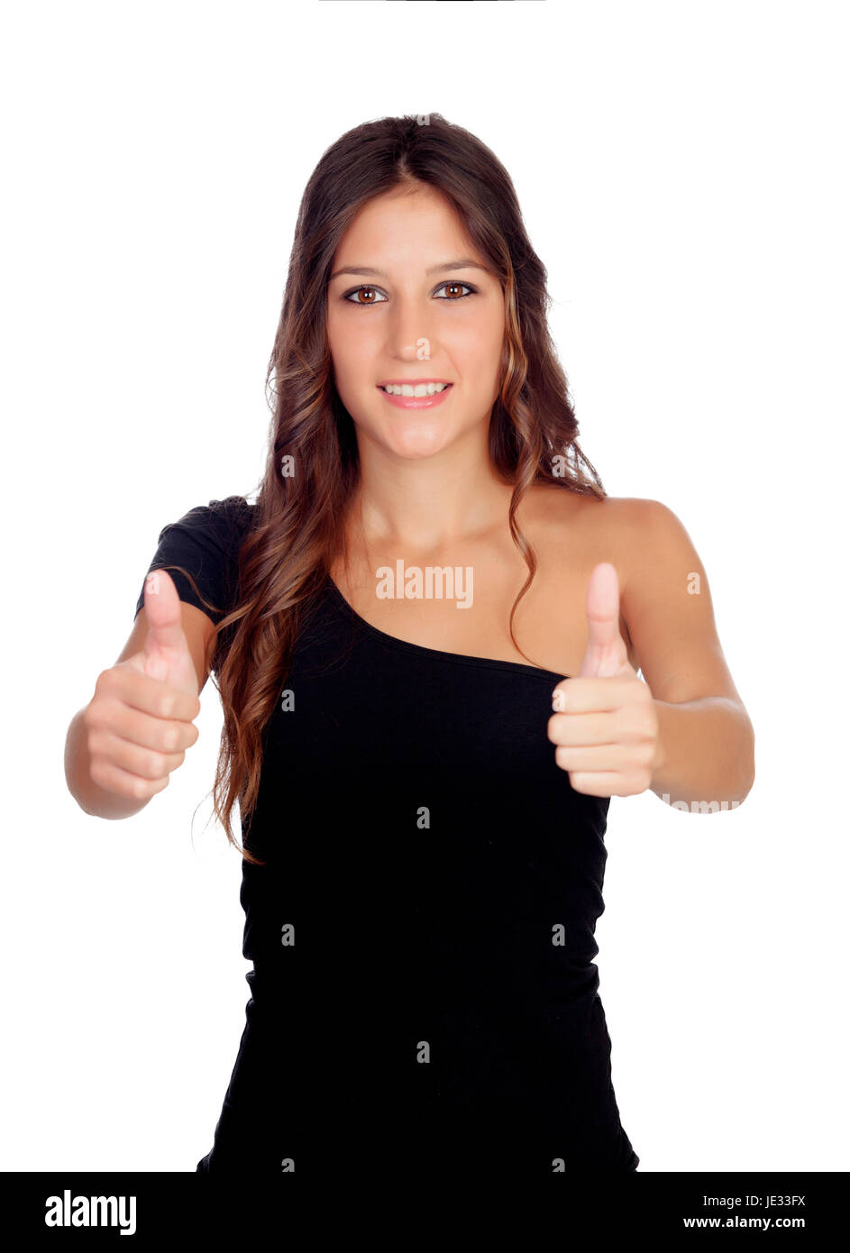 Attractive casual girl saying Ok isolated on a white background Stock ...